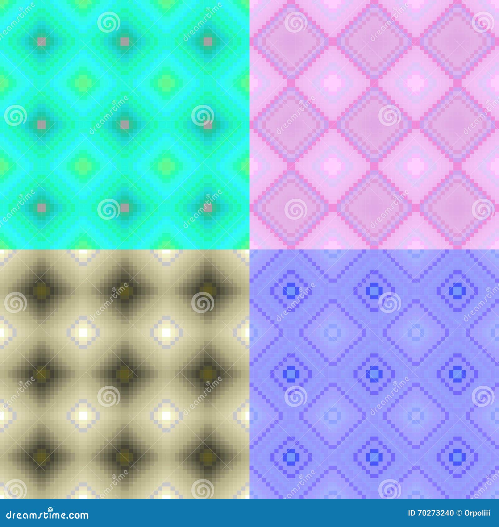 Set Geometric Pattern Blue Seamless Square. Vector Illustration Stock ...