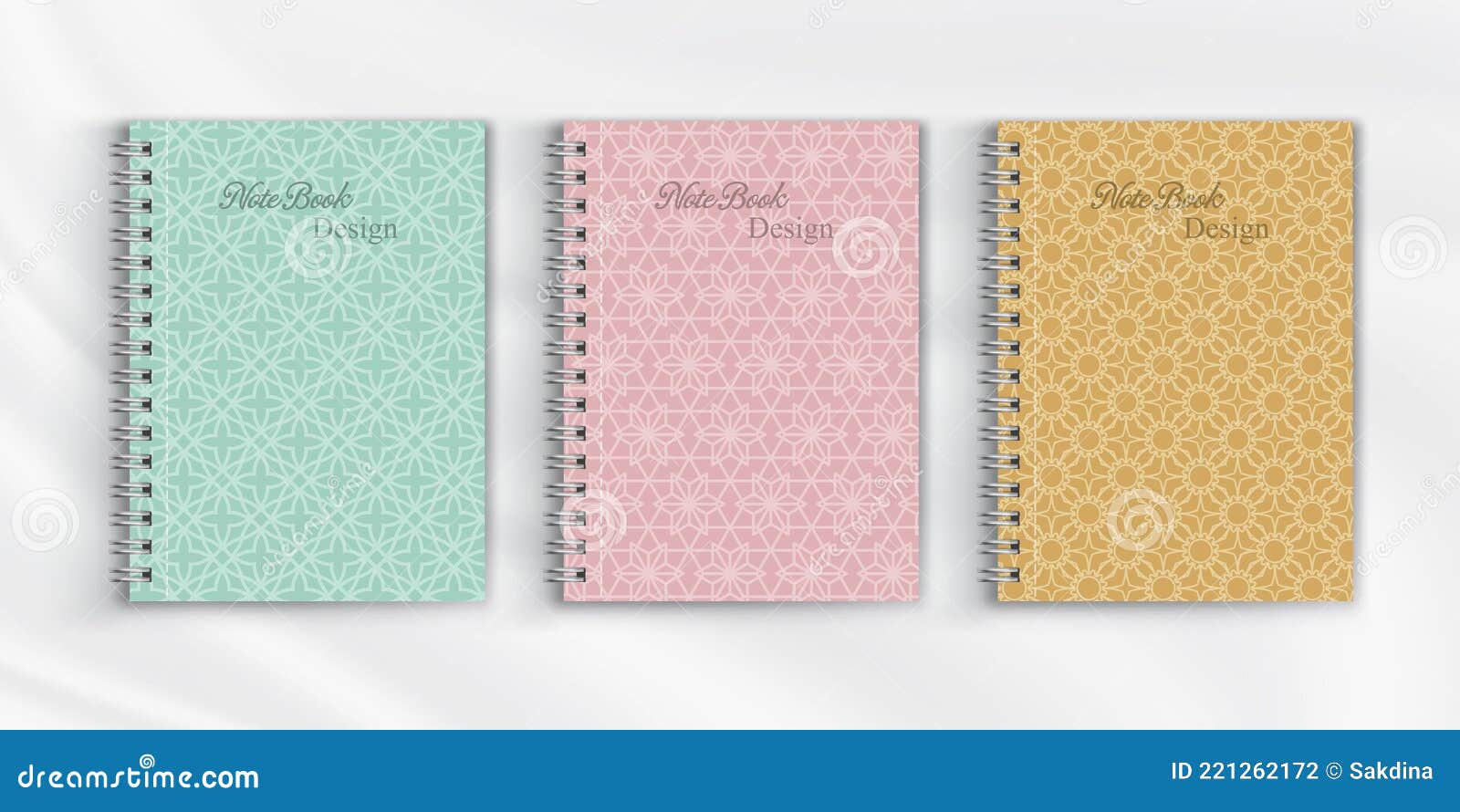 Set of Geometric Pattern Notebook Cover Background Design Stock Vector ...