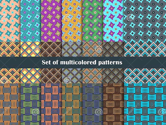 A Set of Geometric Patterns in Different Colors Stock Vector ...