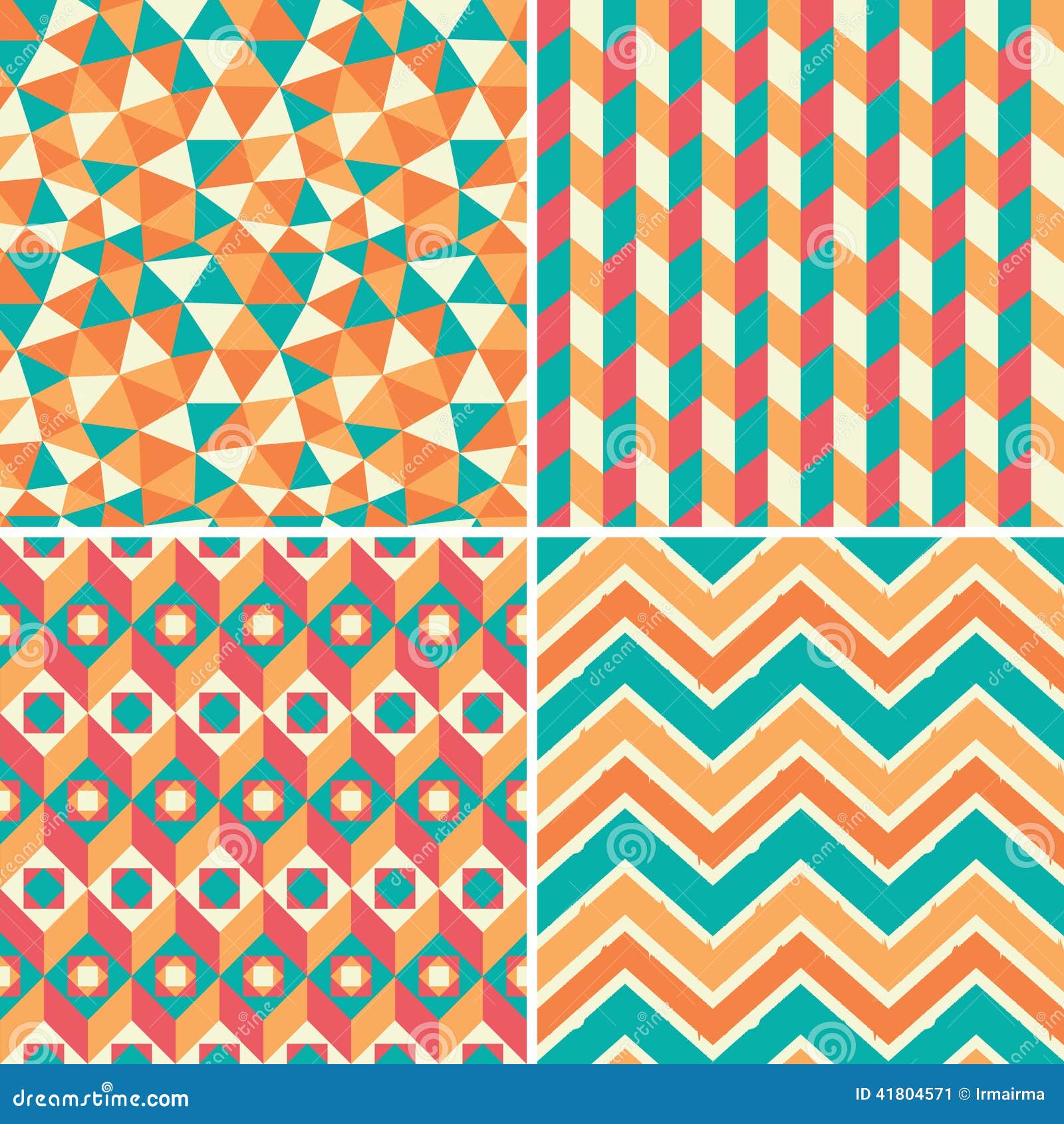 Set of Geometric Patterns in Retro Style Stock Vector - Illustration of ...