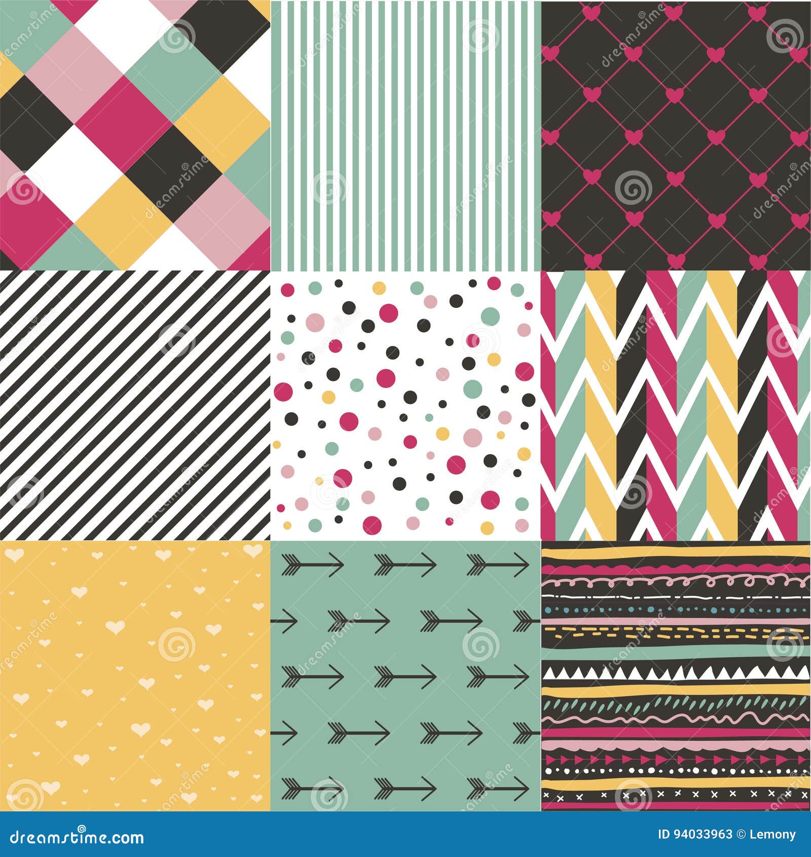 Set of geometric patterns stock vector. Illustration of abstract - 94033963