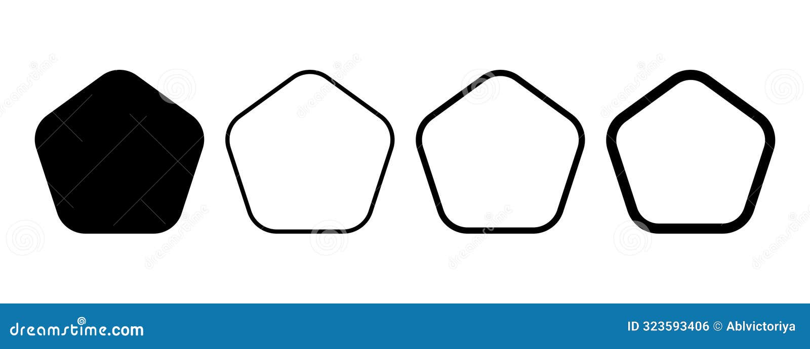 Set of Geometric Polygon Shapes and Frames with 5 Rounded Corners ...