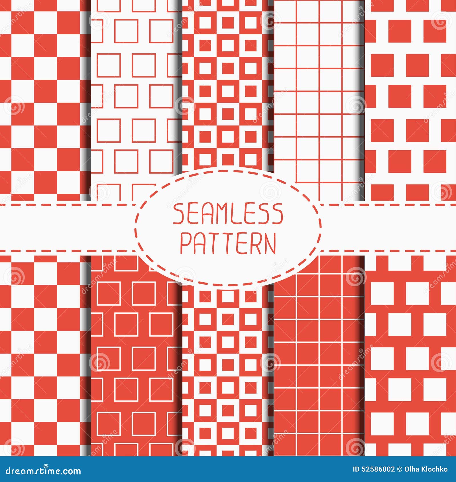 Set of Geometric Red Seamless Pattern with Squares Stock Vector ...