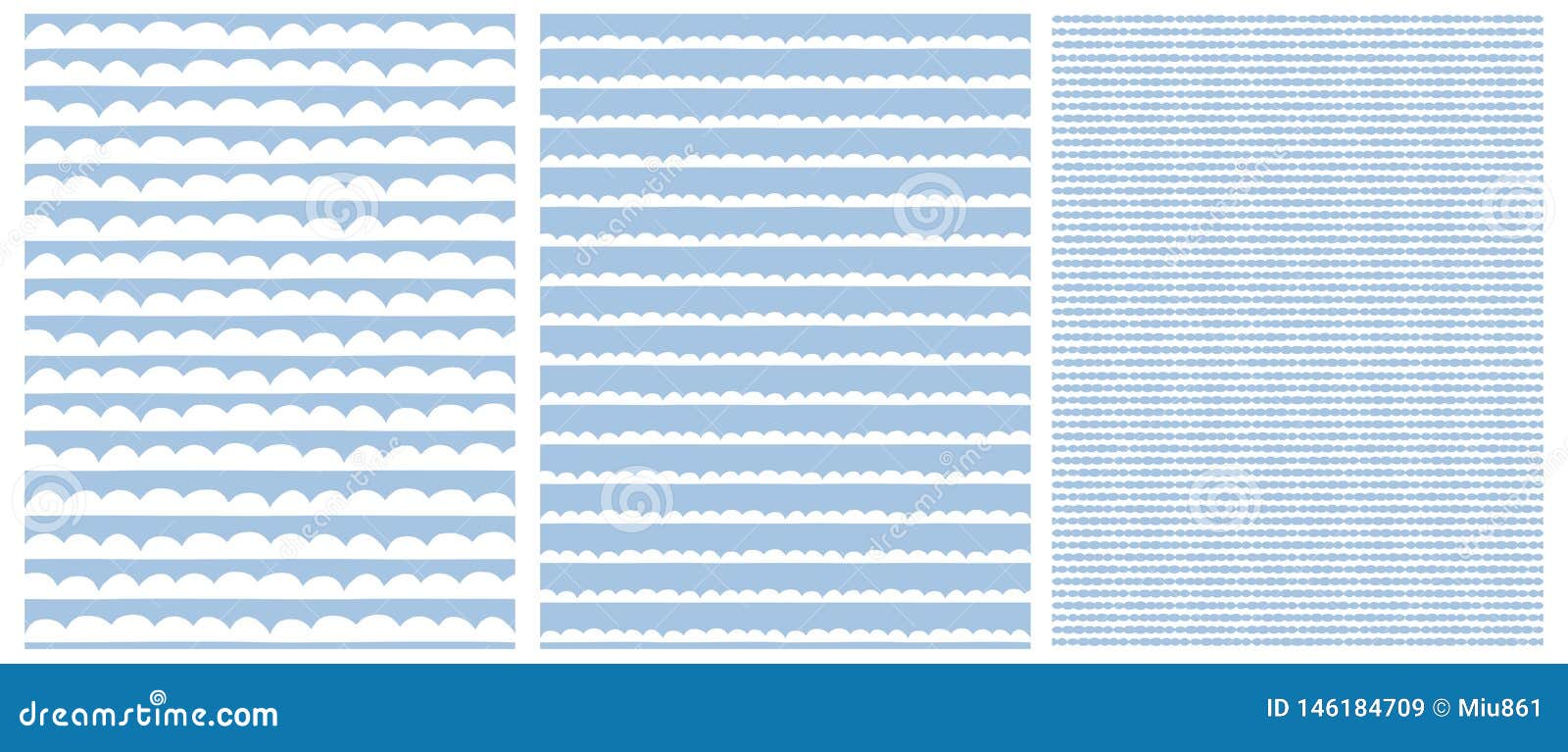 Set of 3 Geometric Seamless Irregular Vector Patterns with Hand Drawn ...