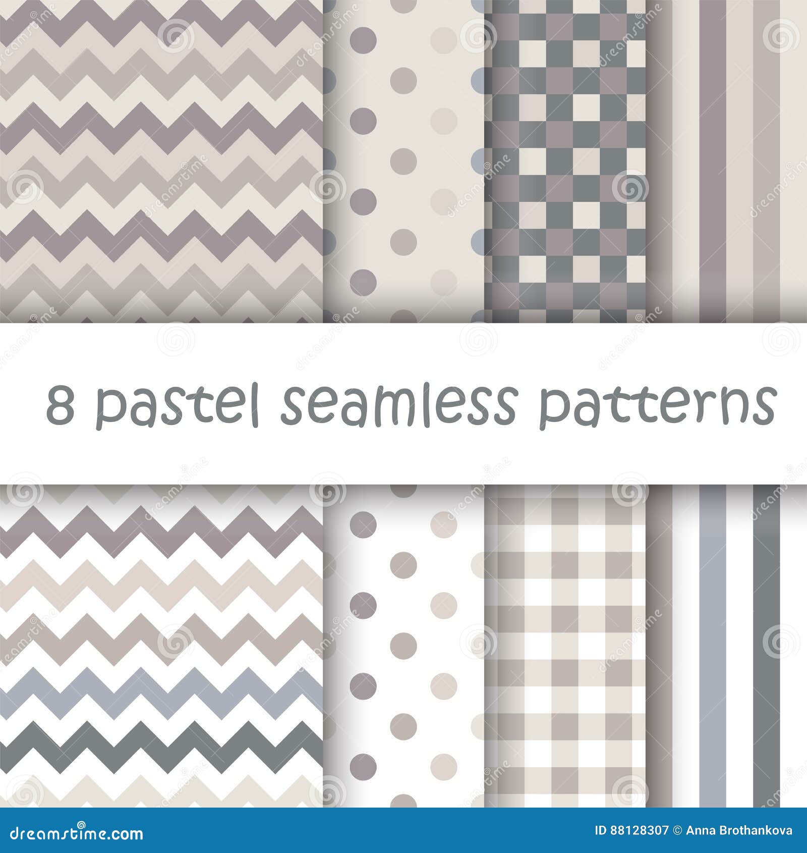 Set of Geometric Seamless Pattern in Pastel Colors Stock Vector ...