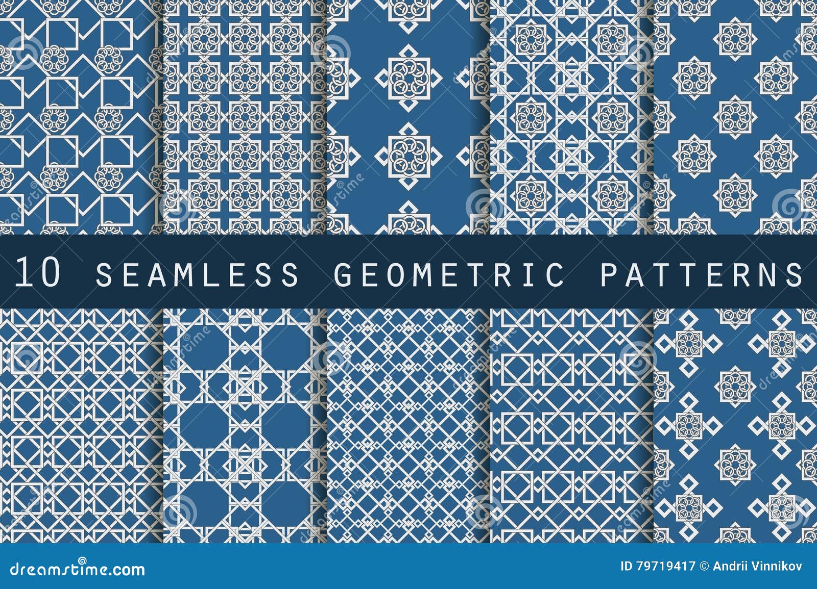 Set of 10 Geometric Seamless Pattern. the Pattern for Wallpaper, Tiles ...