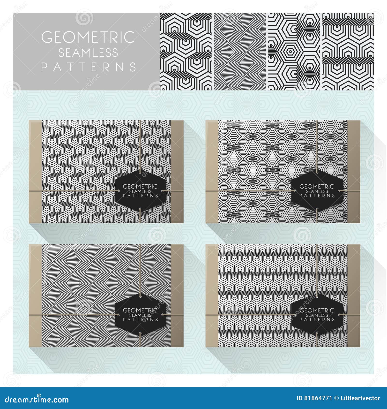 Set of Geometric Seamless Pattern Stock Vector - Illustration of ...