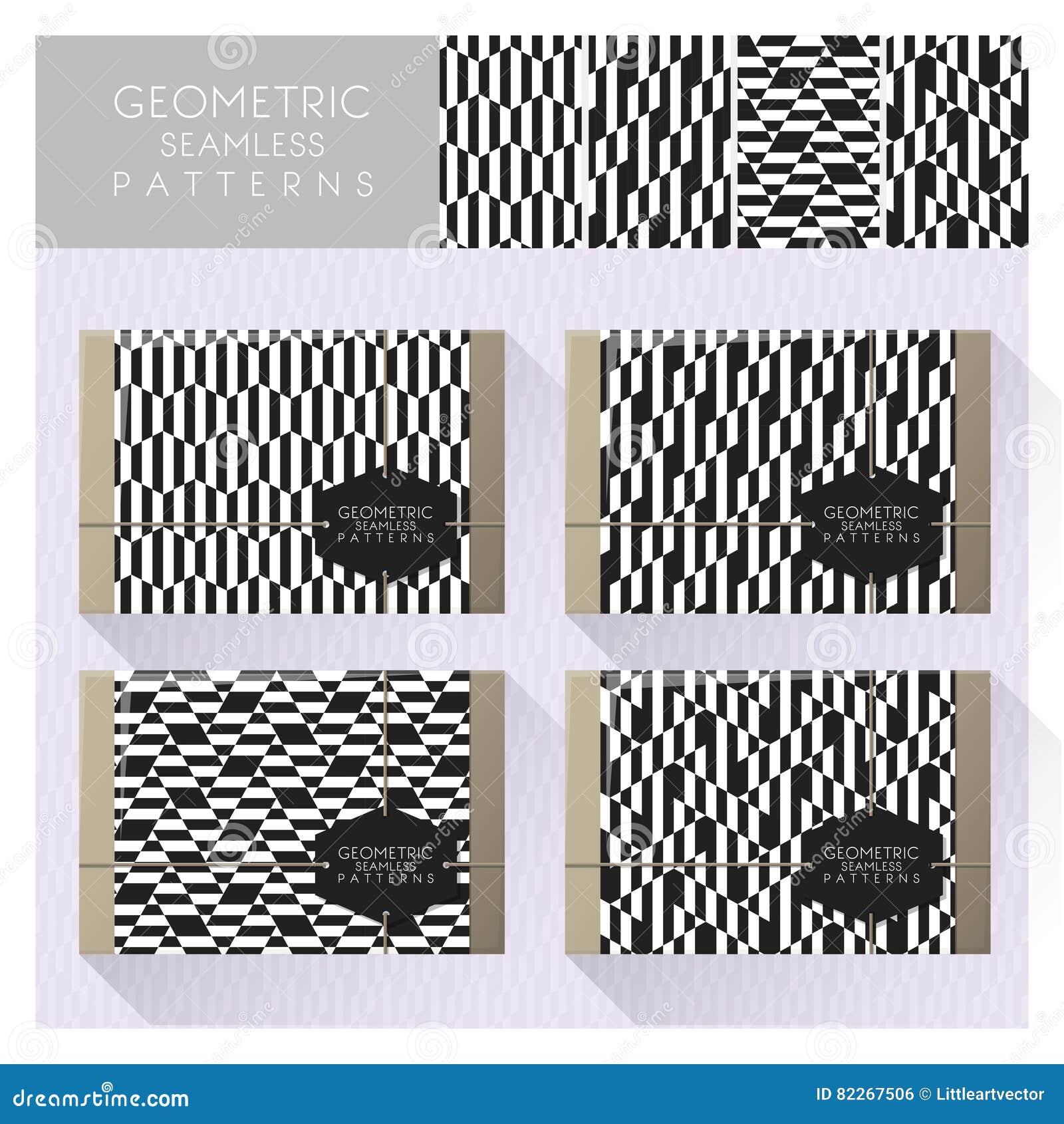 Set of Geometric Seamless Pattern Stock Vector - Illustration of ...