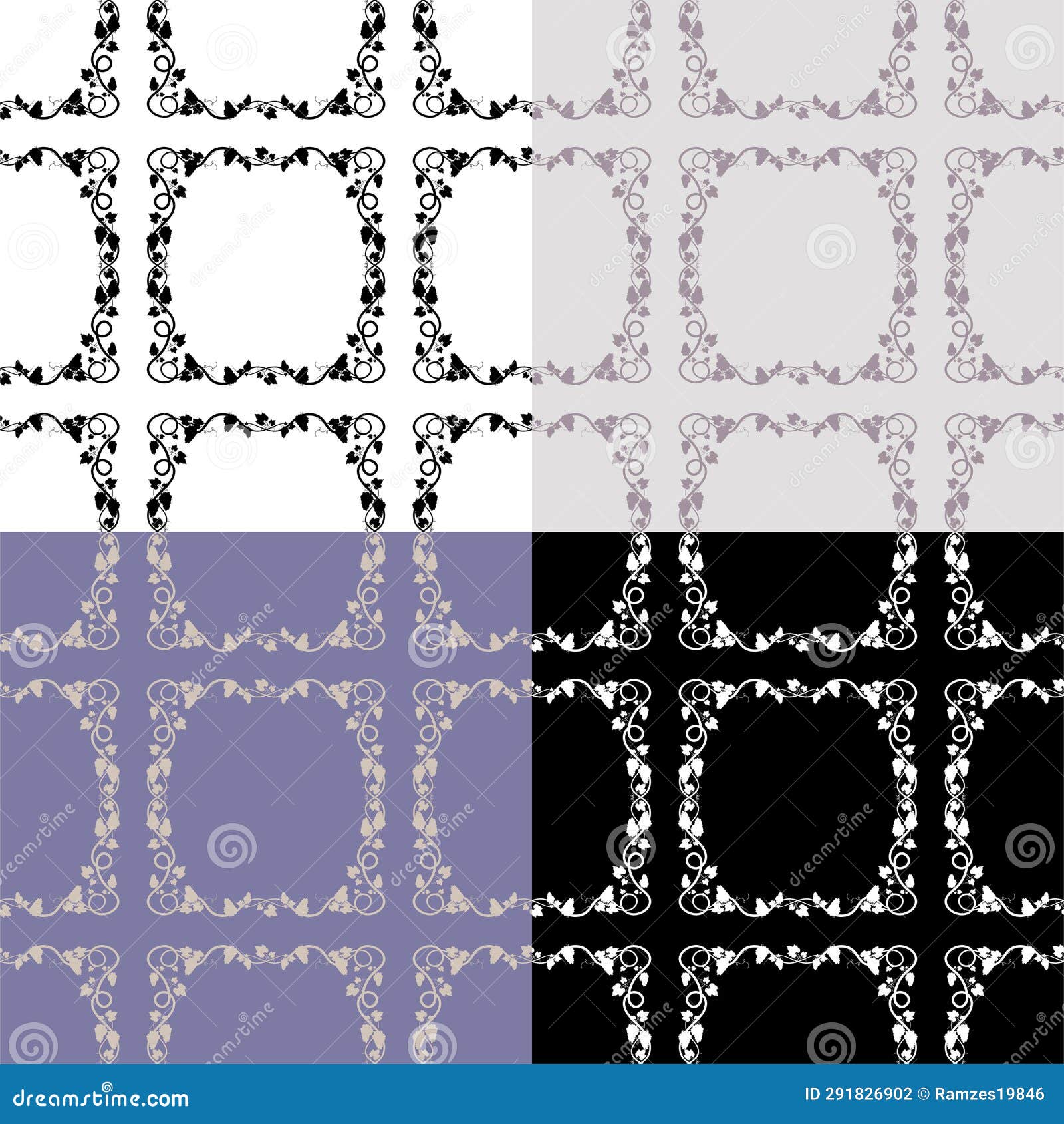 Set of Geometric SEAMLESS Patterns with Grapevine Scroll and Tendril ...
