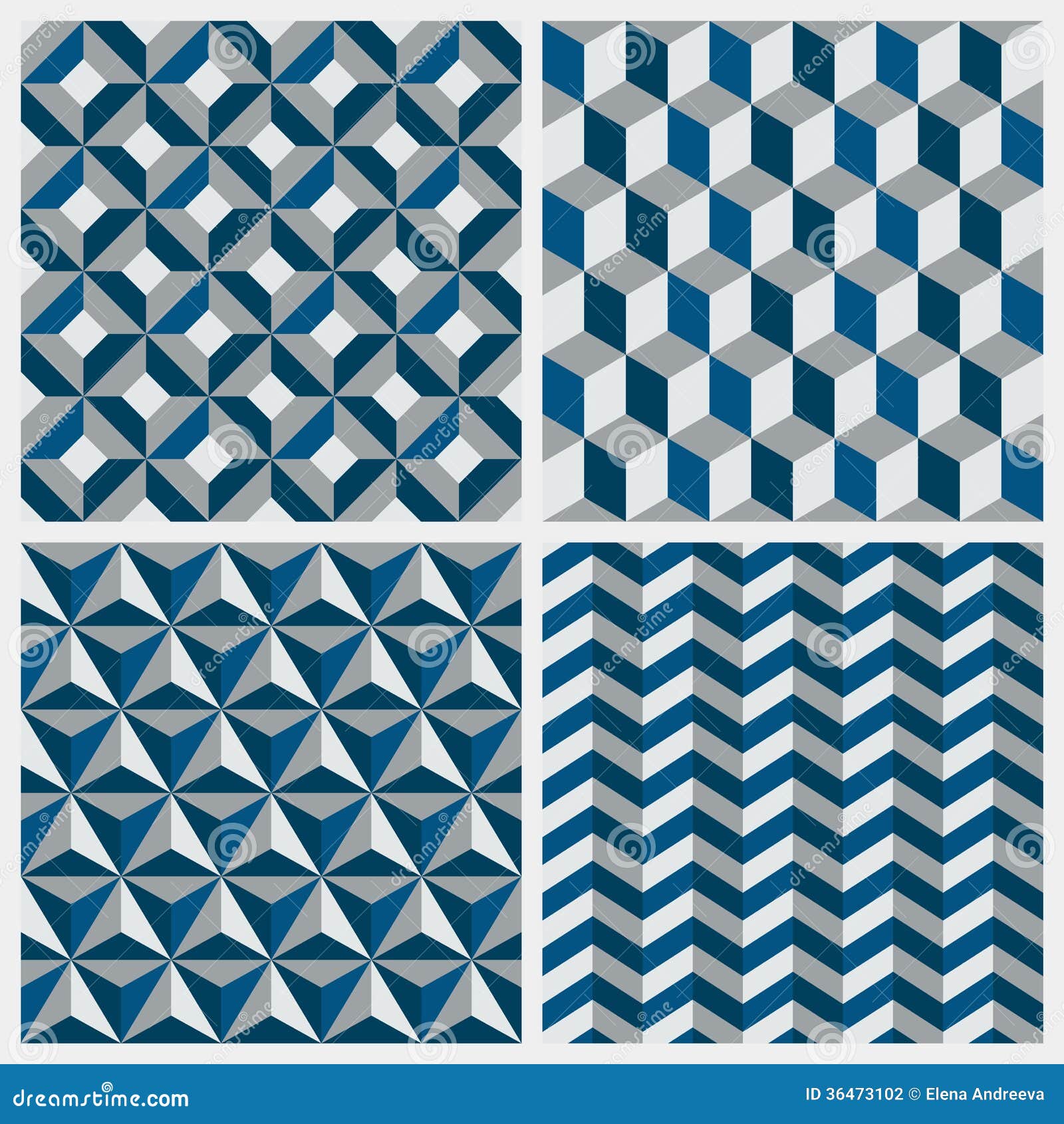 Set of Geometric Seamless Patterns. Vector Illustration. Stock Vector ...