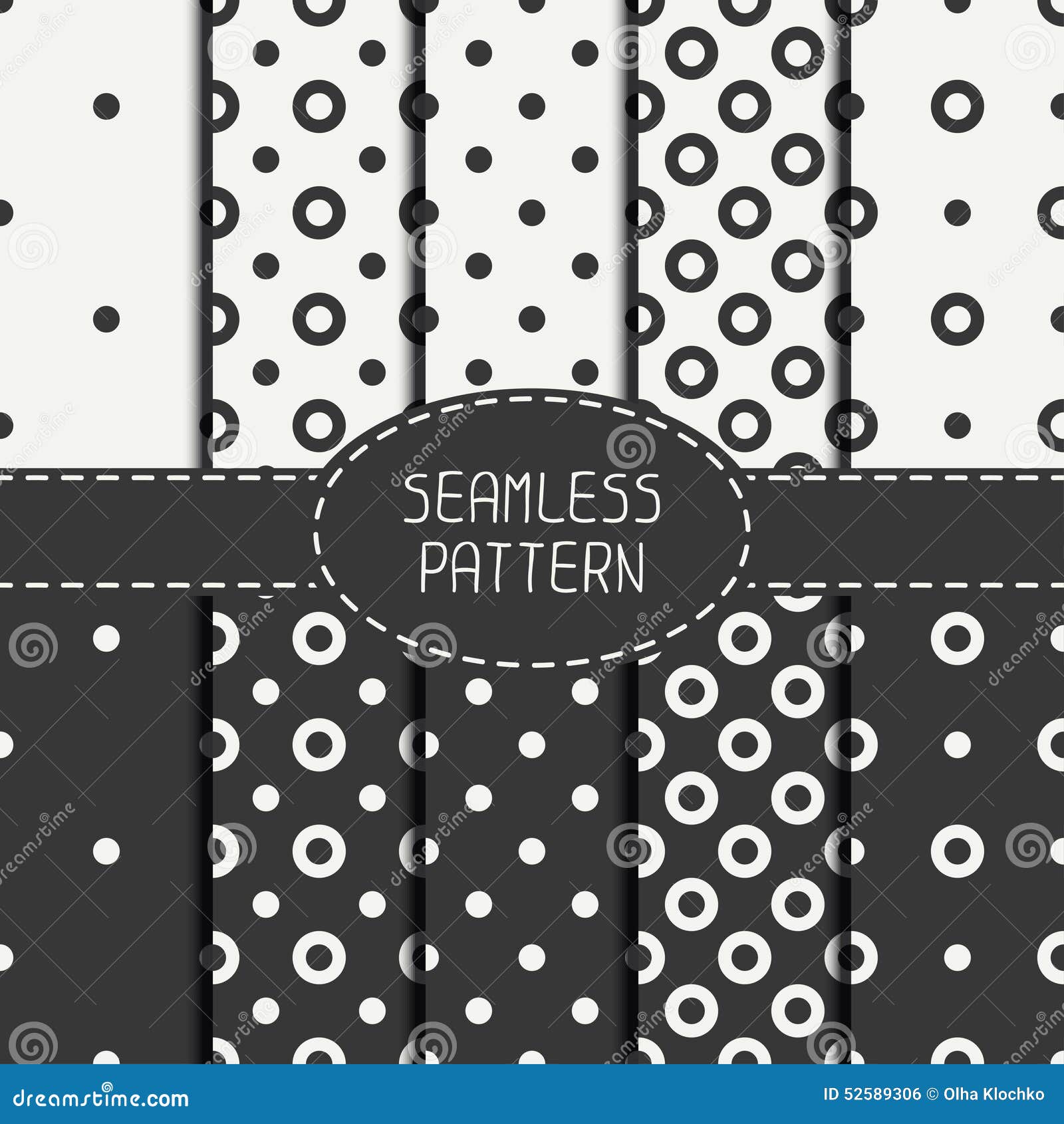 Set of Geometric Seamless Polka Dot Pattern with Stock Vector ...