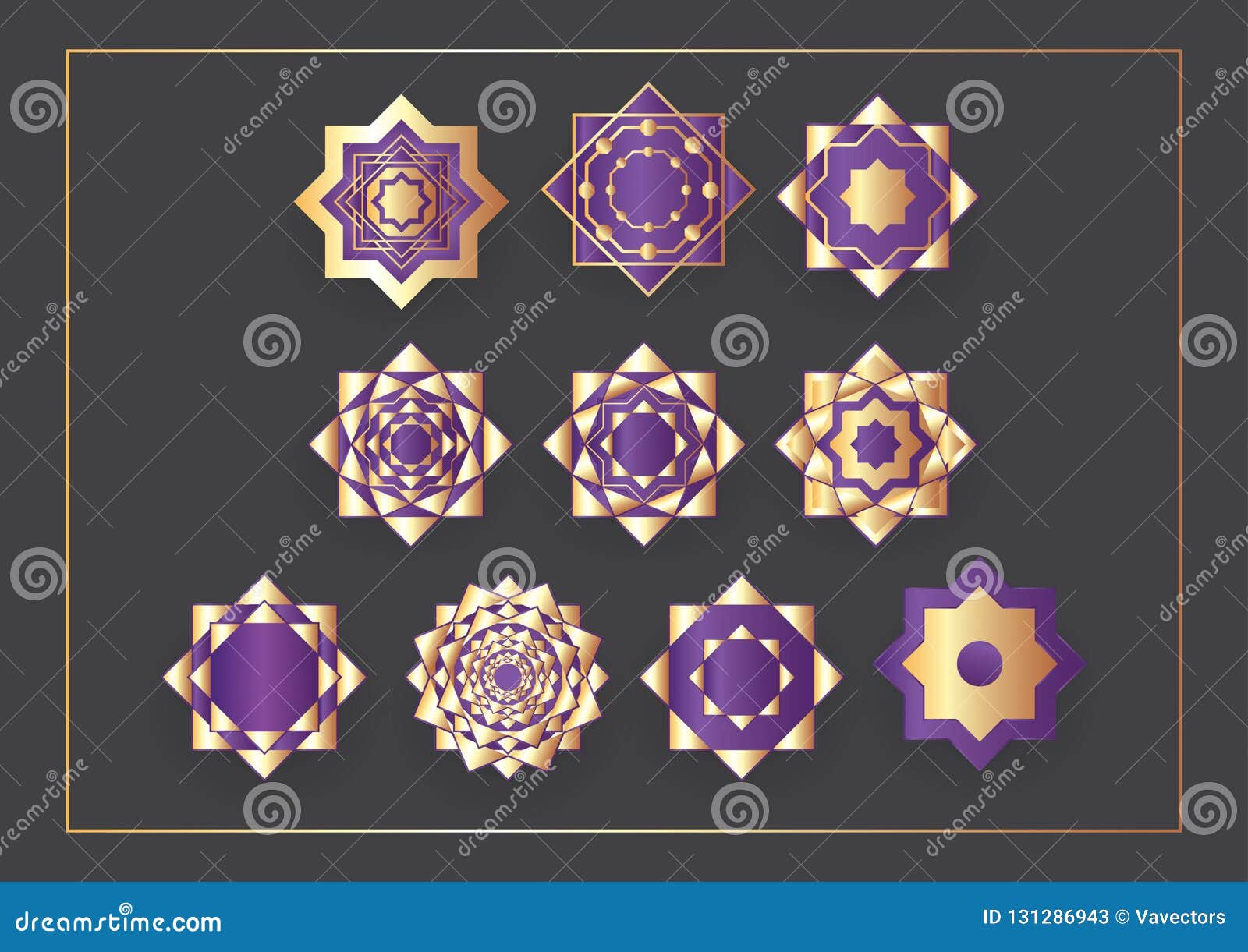 Set of Antique Arabesque of Islamic Patterns Stock Vector ...
