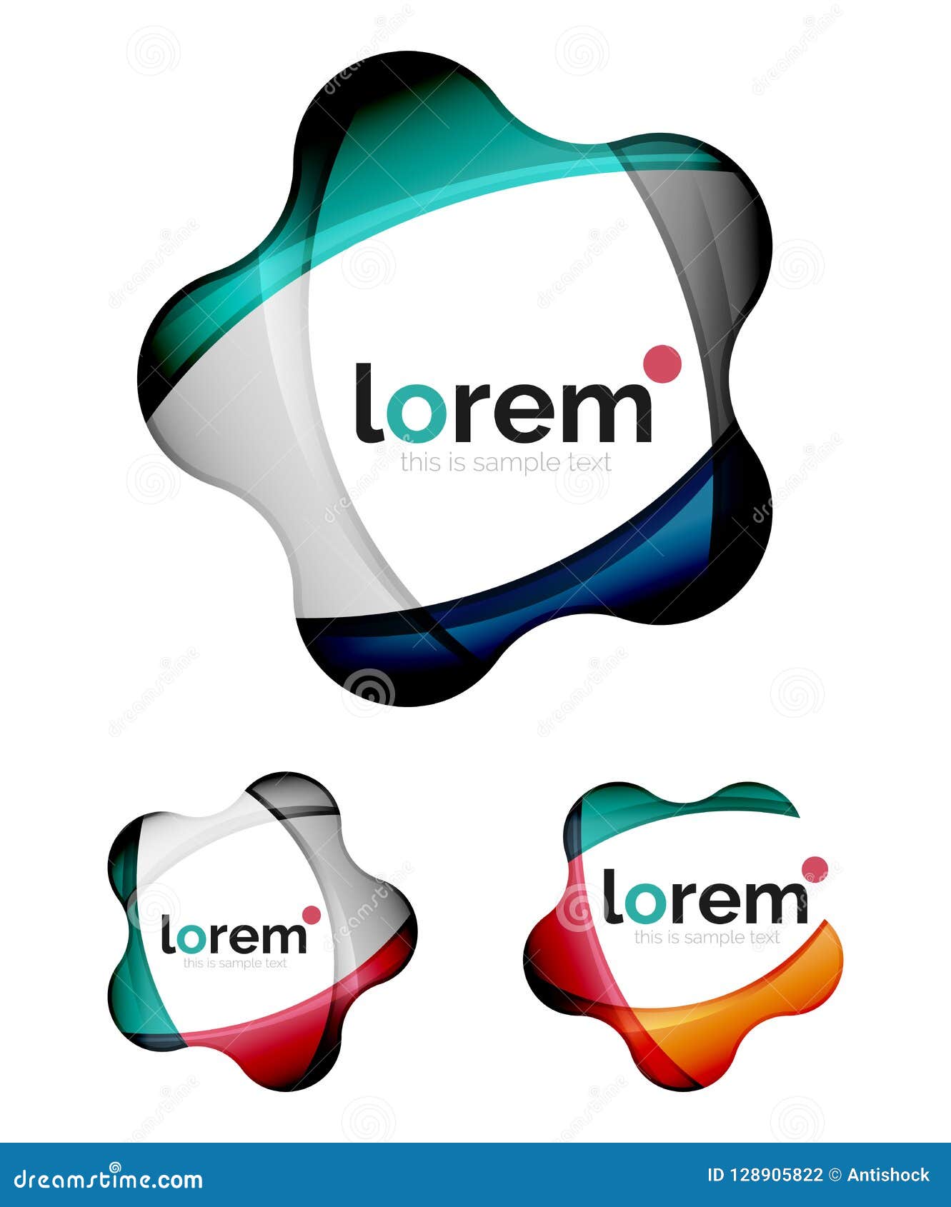 Set of Geometric Shape Convergence Logo Design Templates Stock Vector ...