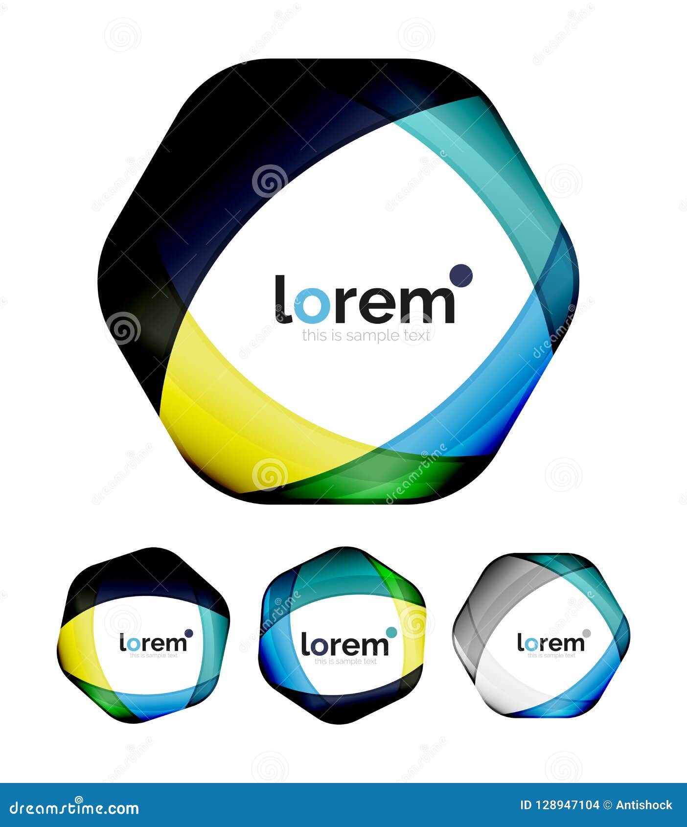 Set of Geometric Shape Convergence Logo Design Templates Stock Vector ...