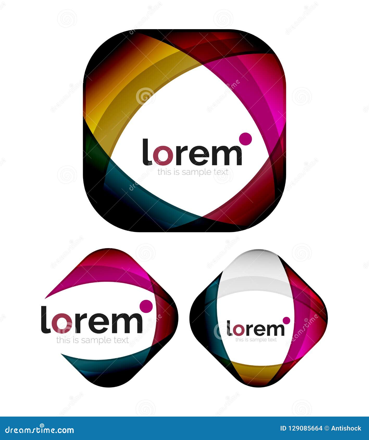 Set of Geometric Shape Convergence Logo Design Templates Stock Vector ...