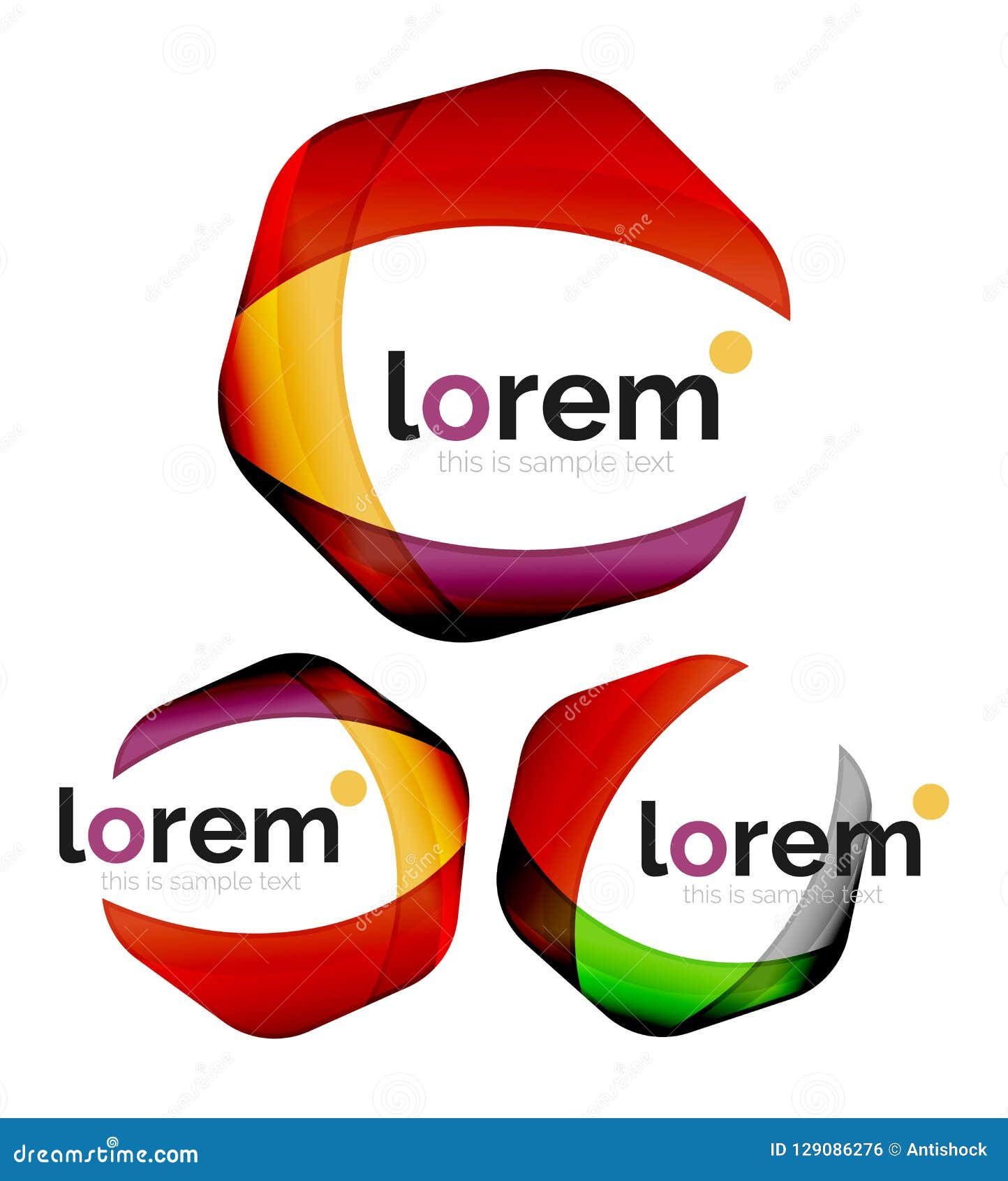 Set of Geometric Shape Convergence Logo Design Templates Stock Vector ...