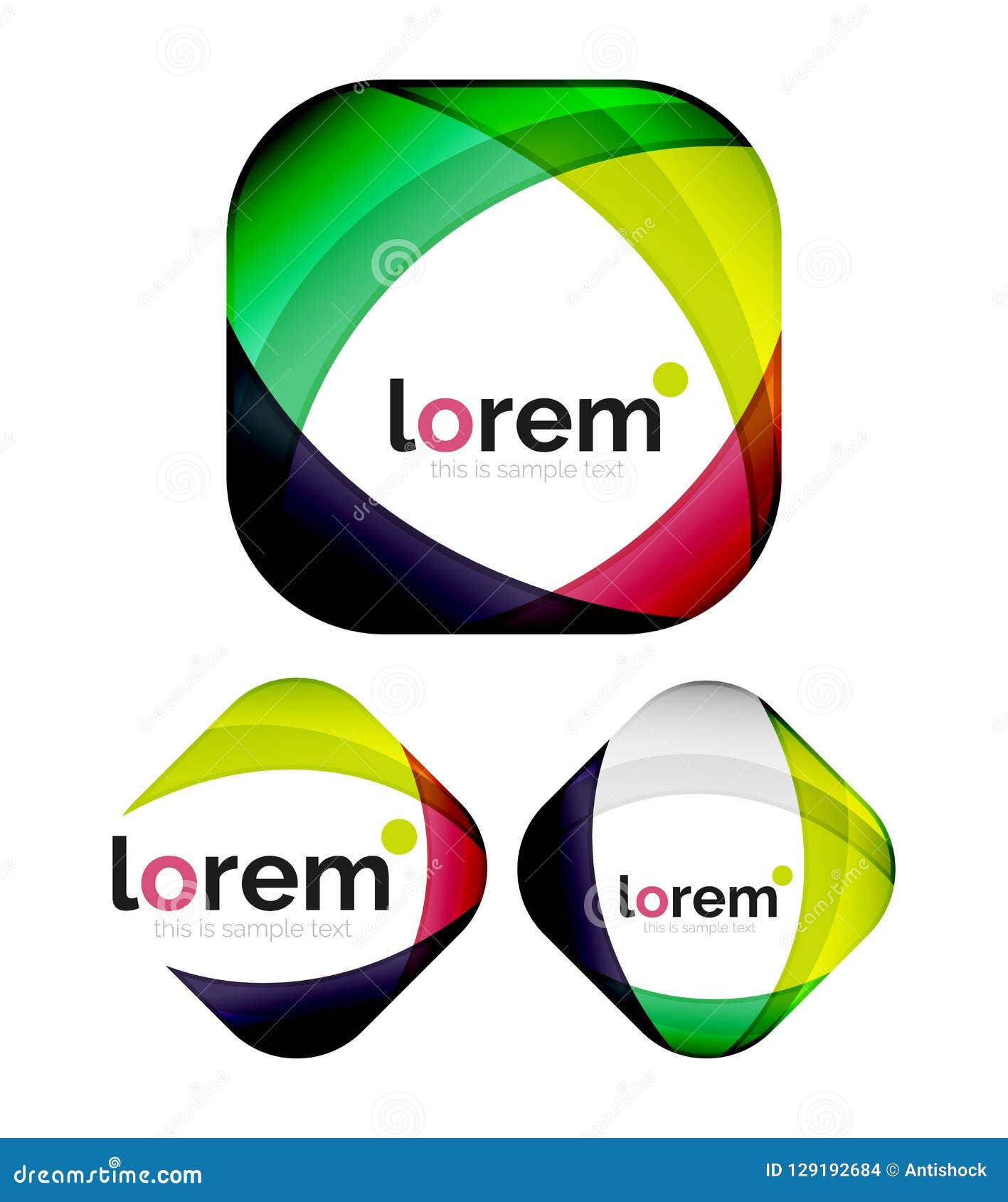 Set of Geometric Shape Convergence Logo Design Templates Stock Vector ...