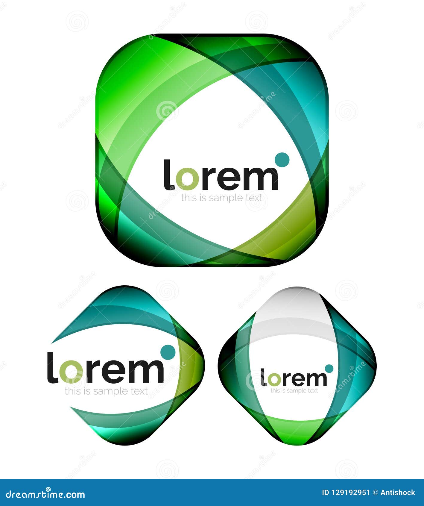 Set of Geometric Shape Convergence Logo Design Templates Stock Vector ...