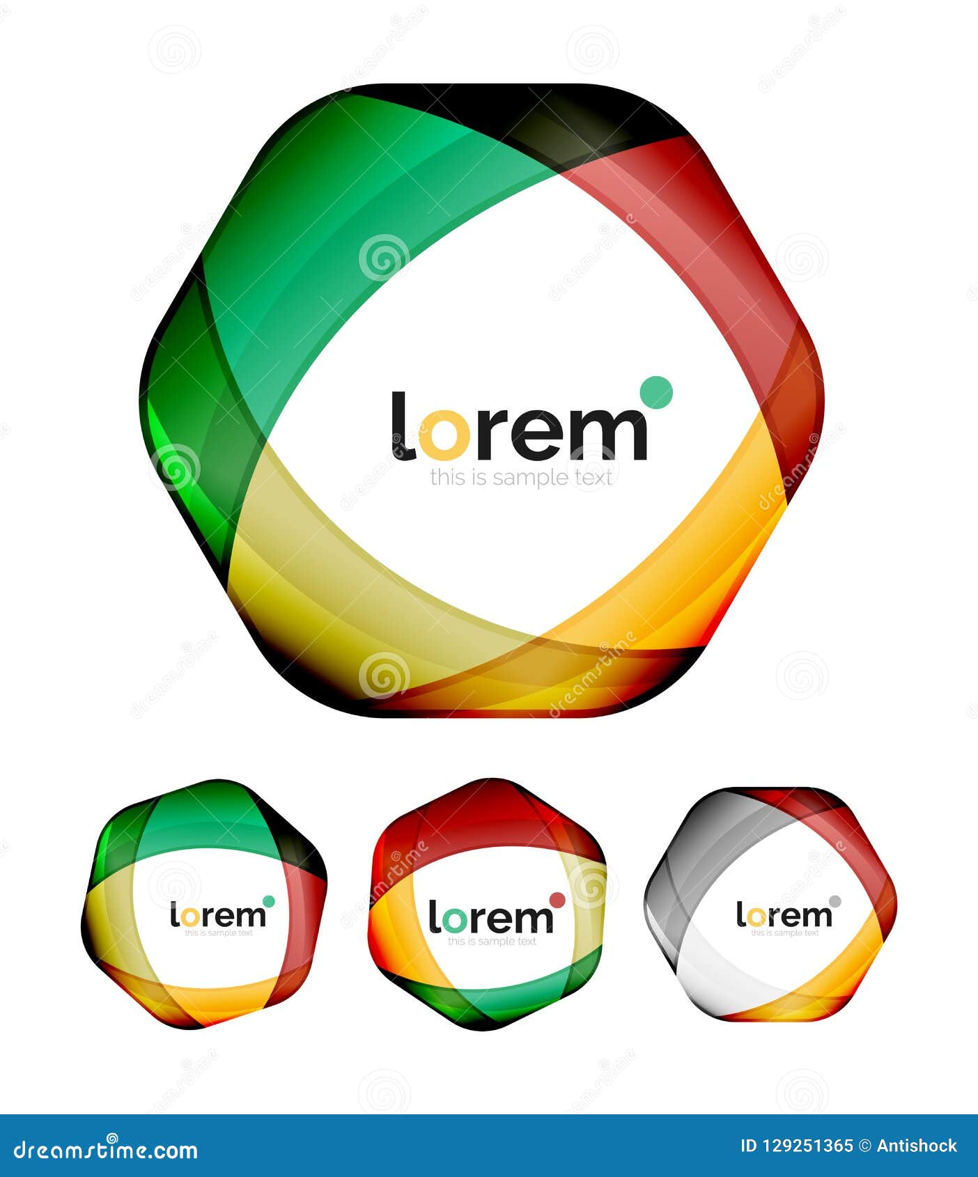 Set of Geometric Shape Convergence Logo Design Templates Stock Vector ...