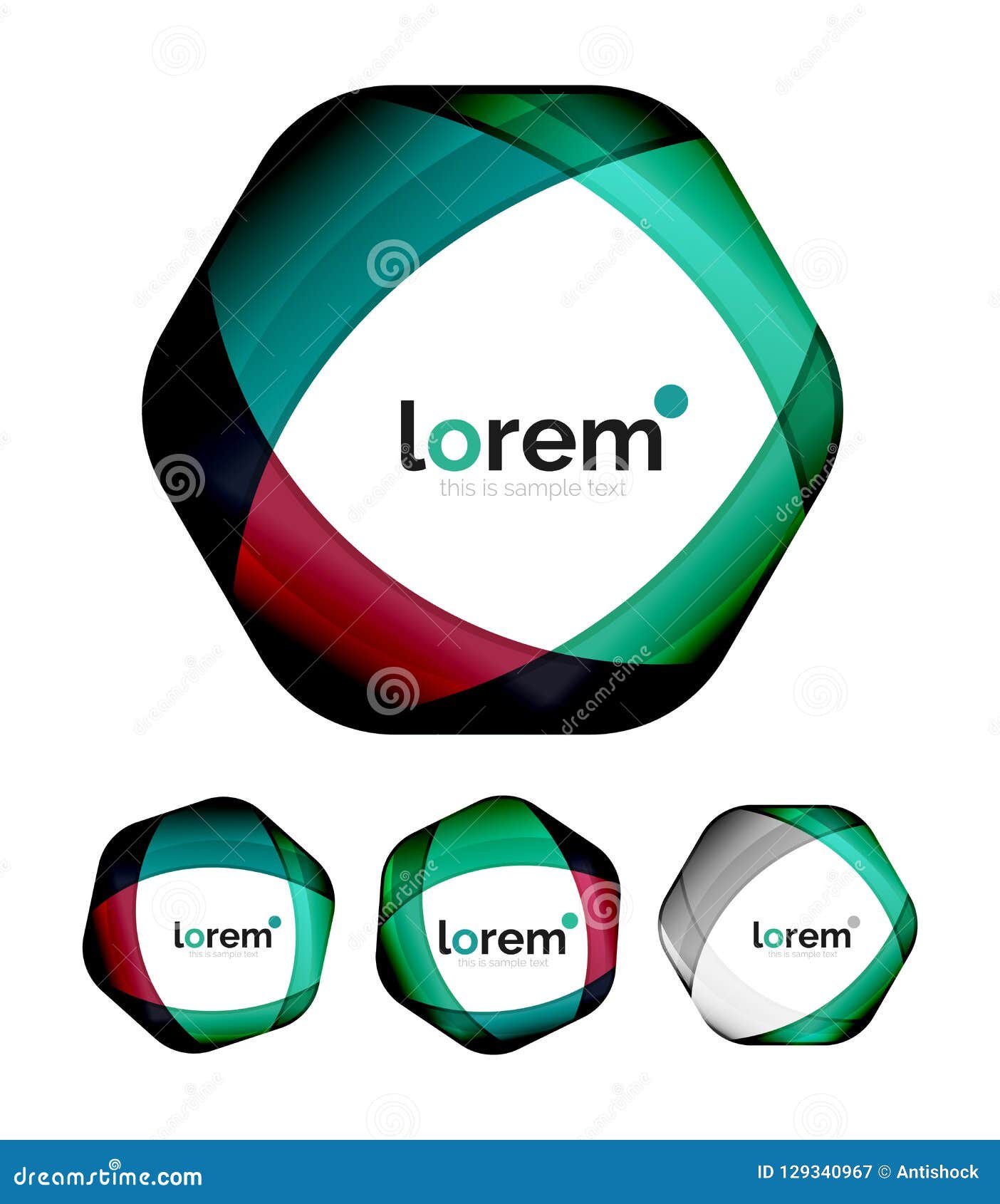 Set of Geometric Shape Convergence Logo Design Templates Stock Vector ...