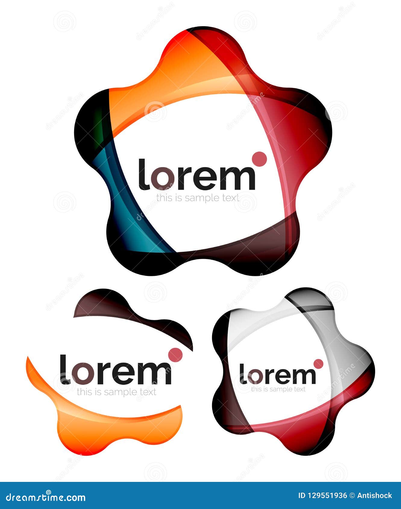 Set of Geometric Shape Convergence Logo Design Templates Stock Vector ...