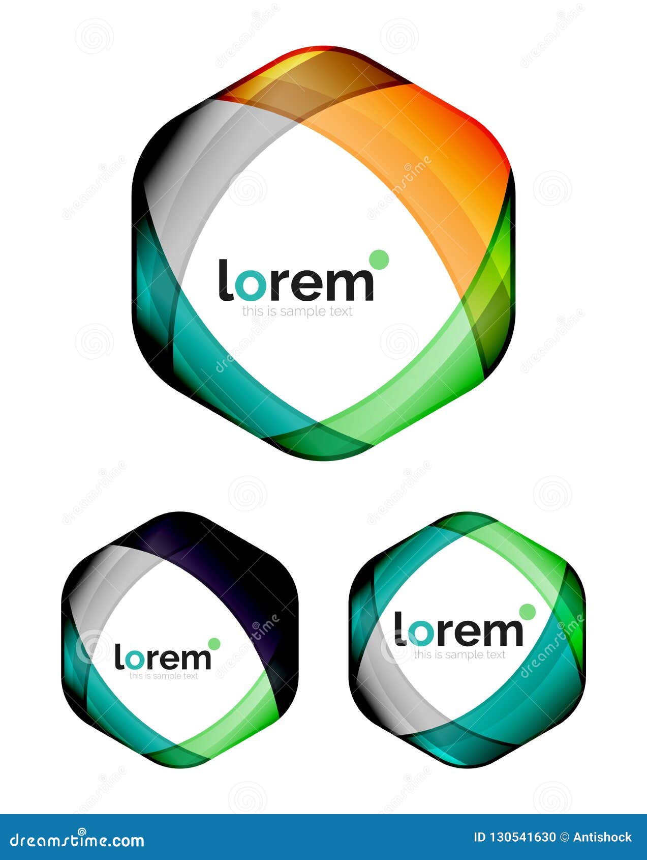 Set of Geometric Shape Convergence Logo Design Templates Stock Vector ...