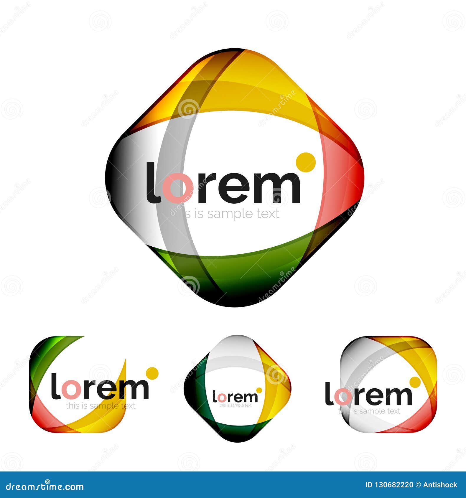 Set of Geometric Shape Convergence Logo Design Templates Stock Vector ...