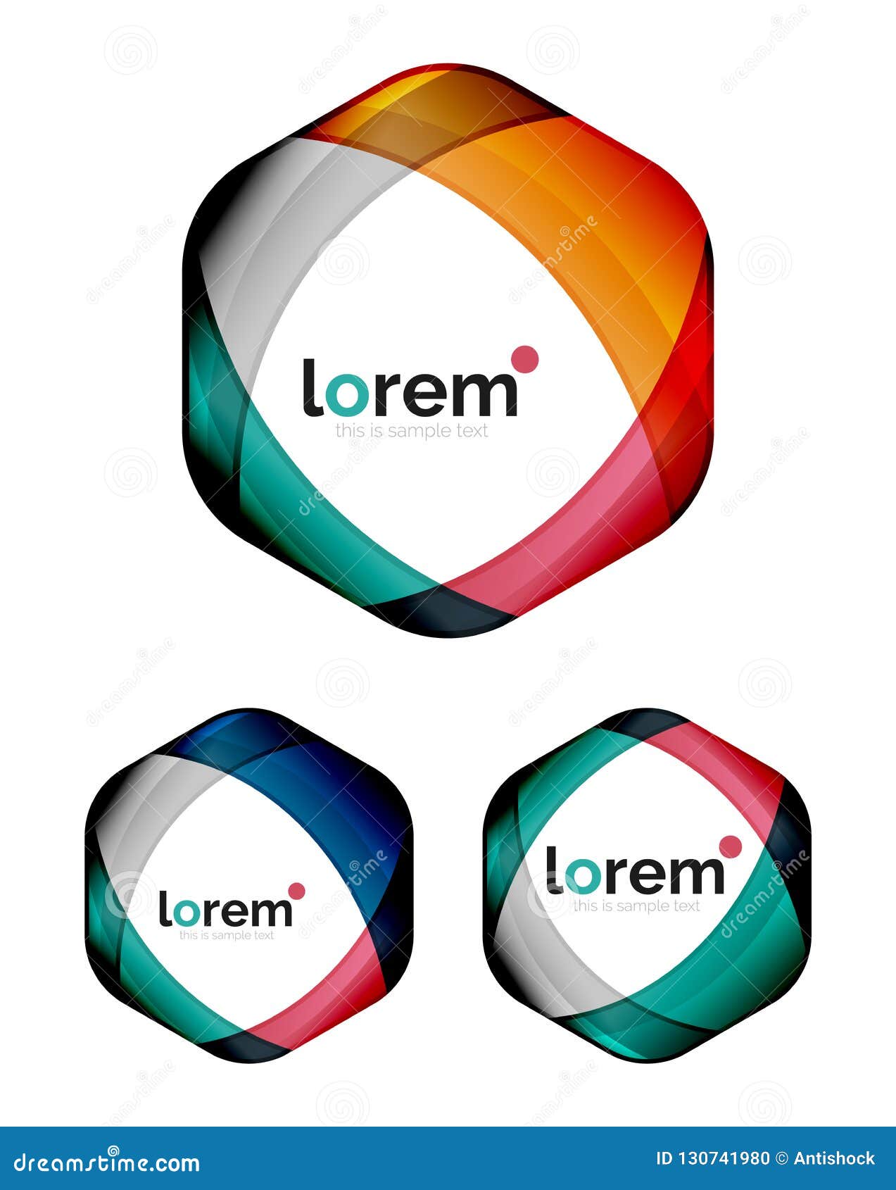 Set of Geometric Shape Convergence Logo Design Templates Stock Vector ...