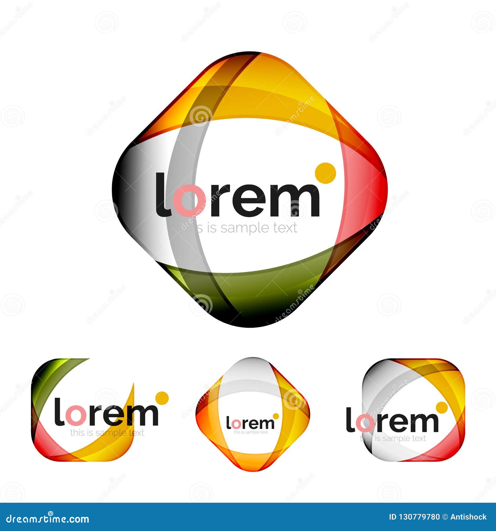 Set of Geometric Shape Convergence Logo Design Templates Stock Vector ...