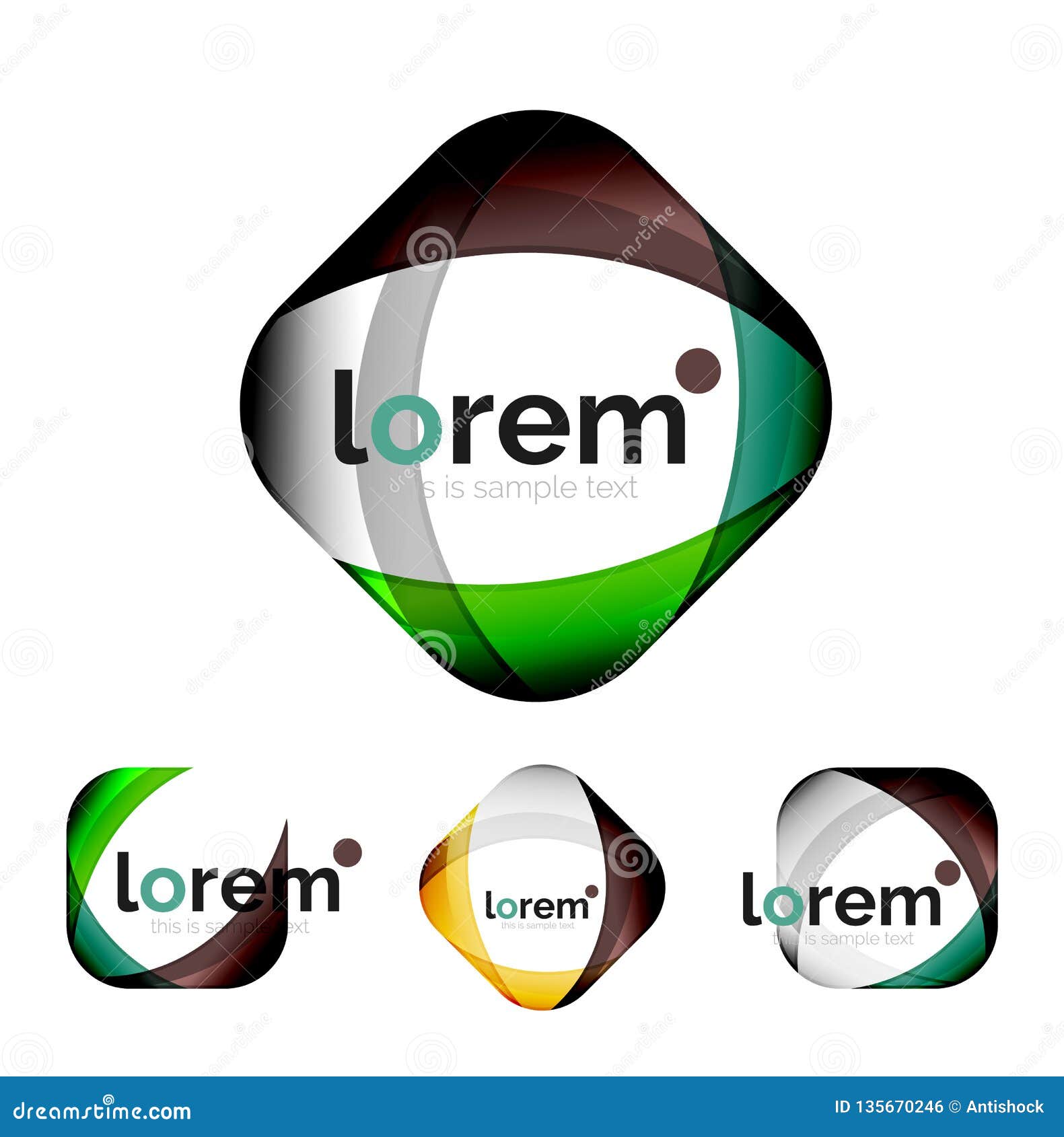 Set of Geometric Shape Convergence Logo Design Templates Stock Vector ...