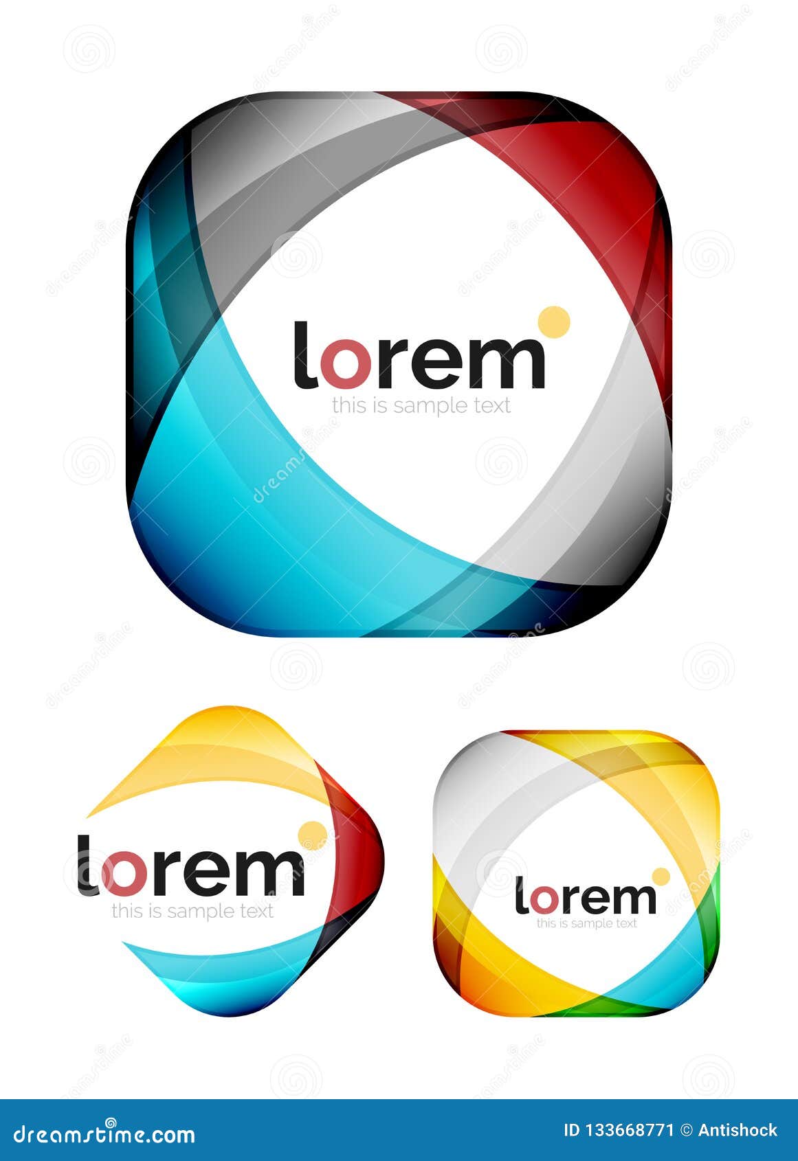 Set of Geometric Shape Convergence Logo Design Templates Stock Vector ...