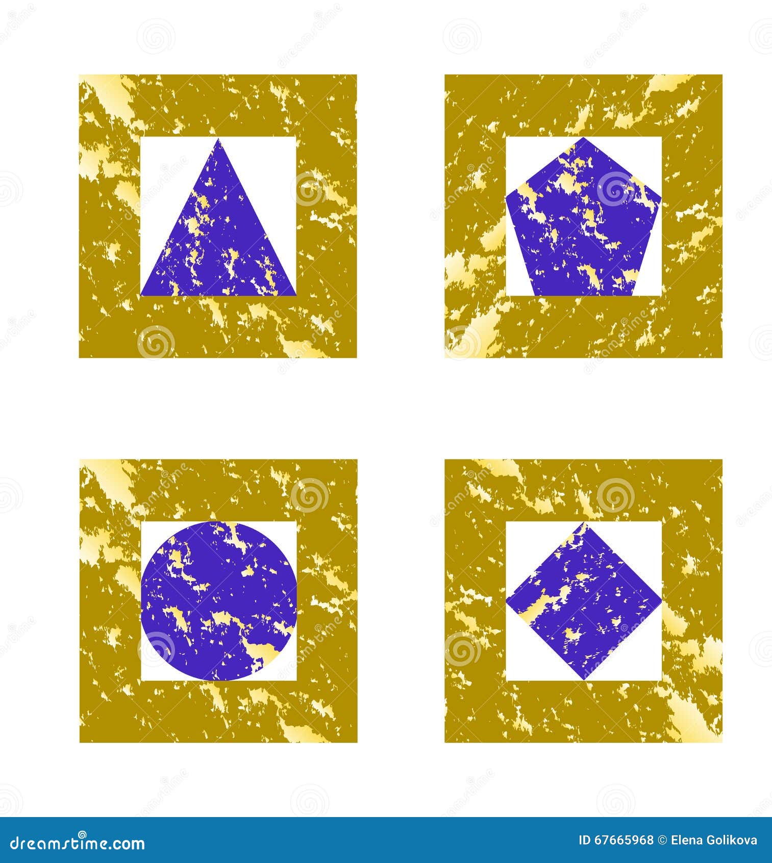 Set of Geometric Shapes in Grunge Style Stock Vector - Illustration of ...