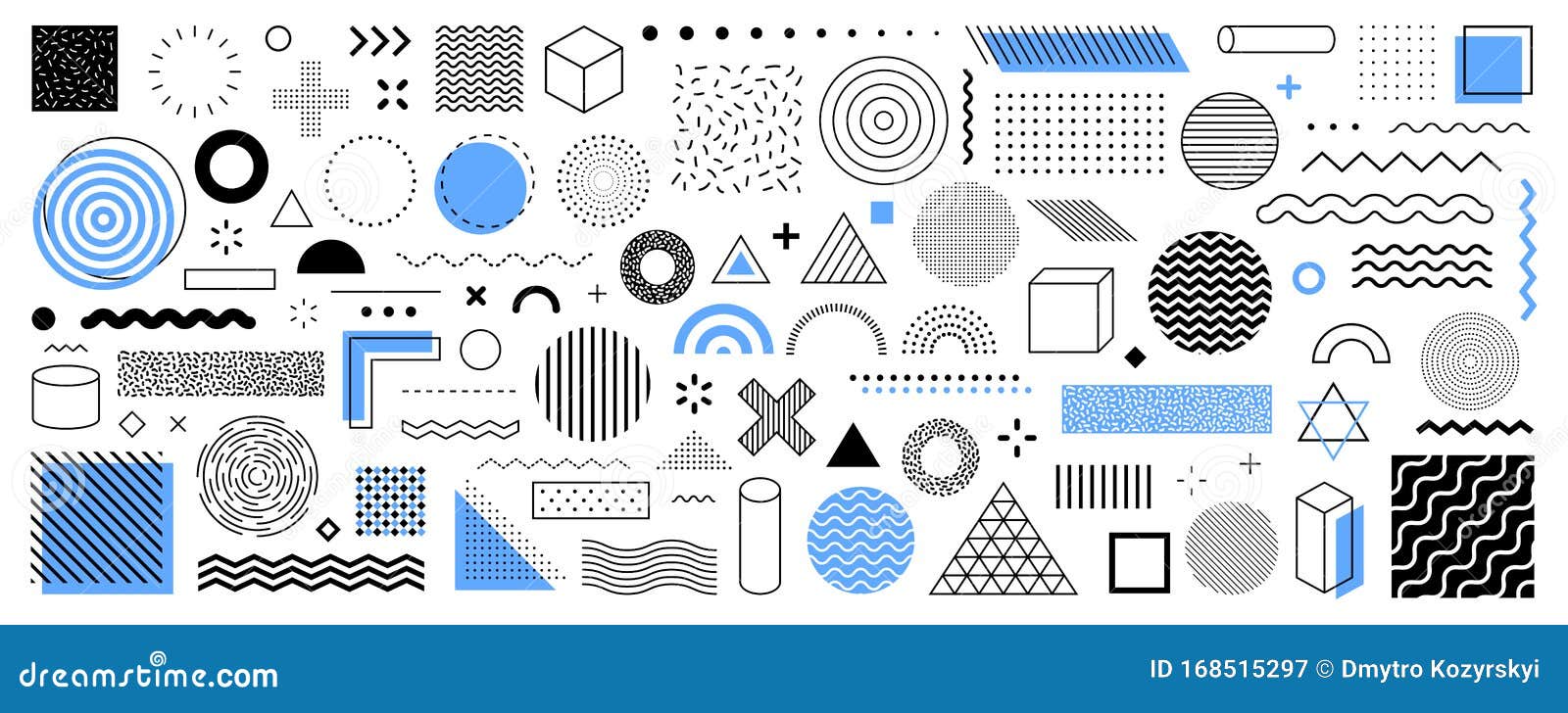 Set of 100 Geometric Shapes. Memphis Design, Retro Elements for Web ... Set of 100 Geometric Shapes. Memphis Design, Retro Elements for Web ...