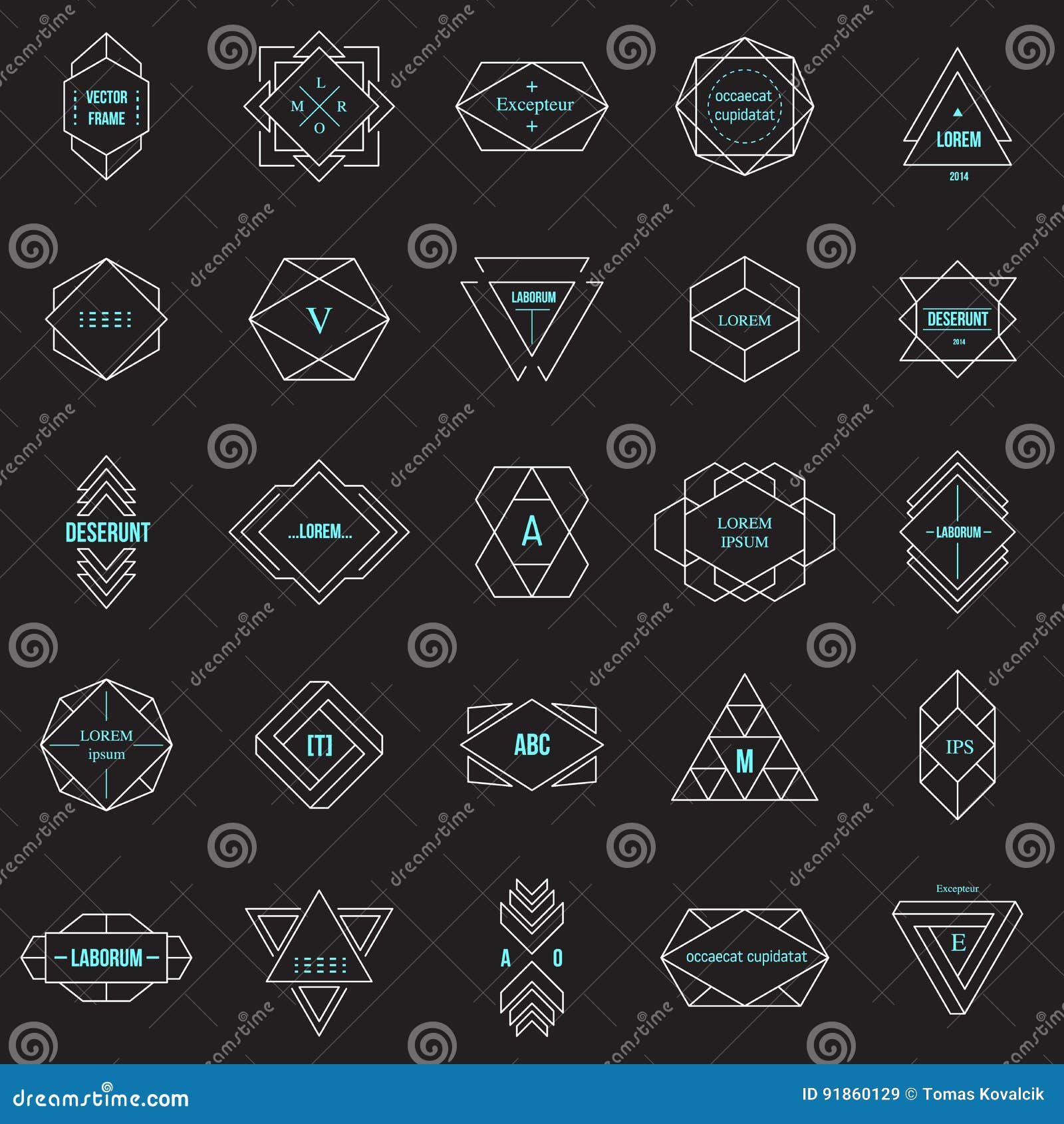 Set Geometric Signs, Labels, and Frames Stock Vector - Illustration of ...