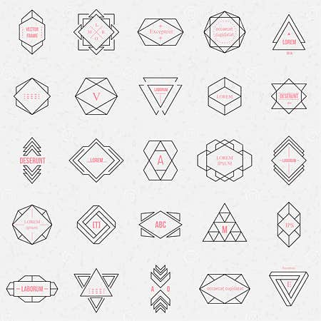 Set Geometric Signs, Labels, and Frames Stock Vector - Illustration of ...