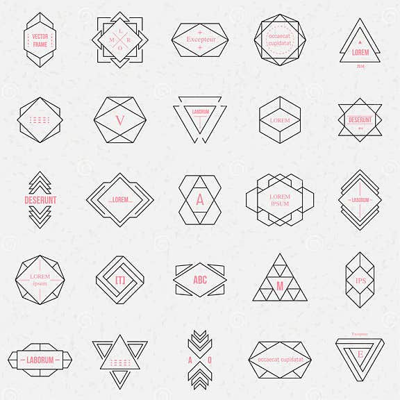 Set Geometric Signs, Labels, and Frames Stock Vector - Illustration of ...
