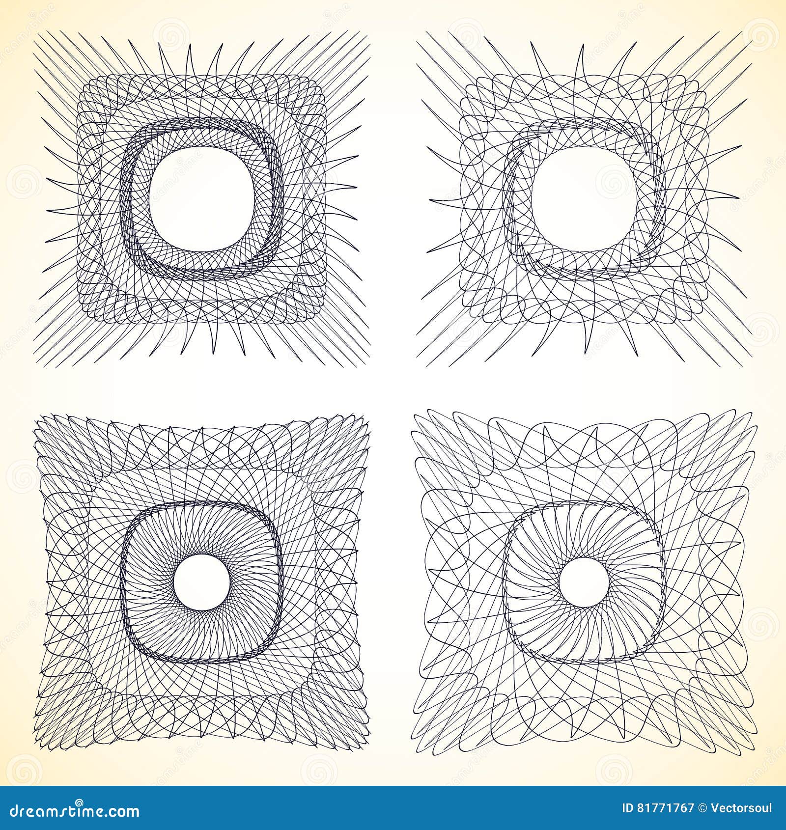 Set of Geometric Square Elements with Intersecting Lines Stock Vector ...