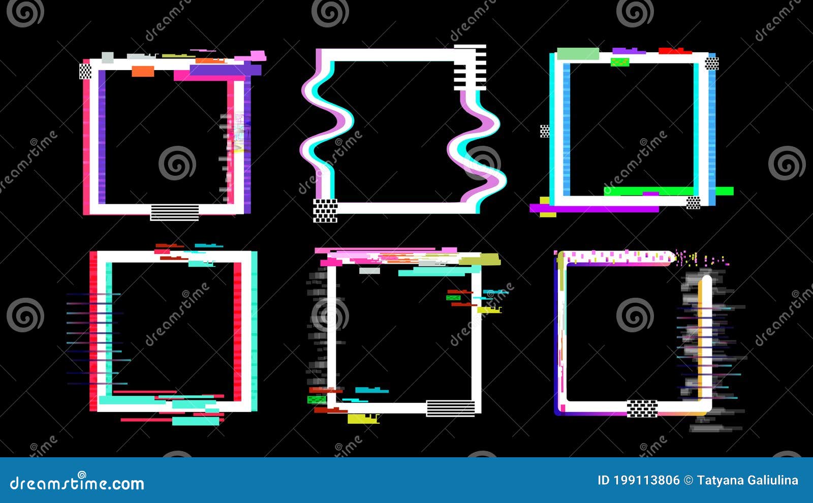 Square Glitch Effect In Space Laser Grid With Blue And Pink Glows And ...
