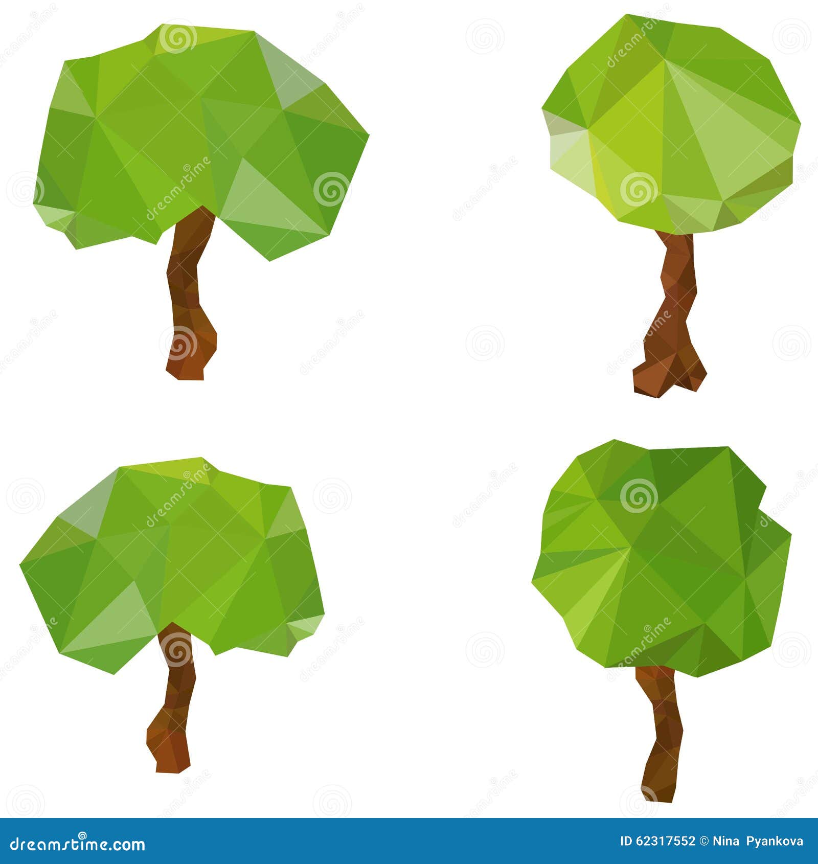 Set of Geometric Vector Trees. Stock Vector - Illustration of land ...
