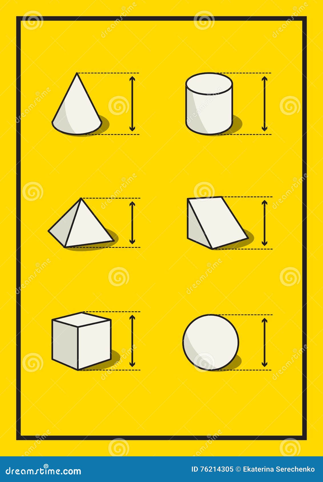 Set of Geometric Volume Figures Stock Vector - Illustration of cone ...