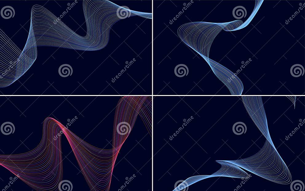 Set of 4 Geometric Wave Pattern Backgrounds for Your Projects Stock ...