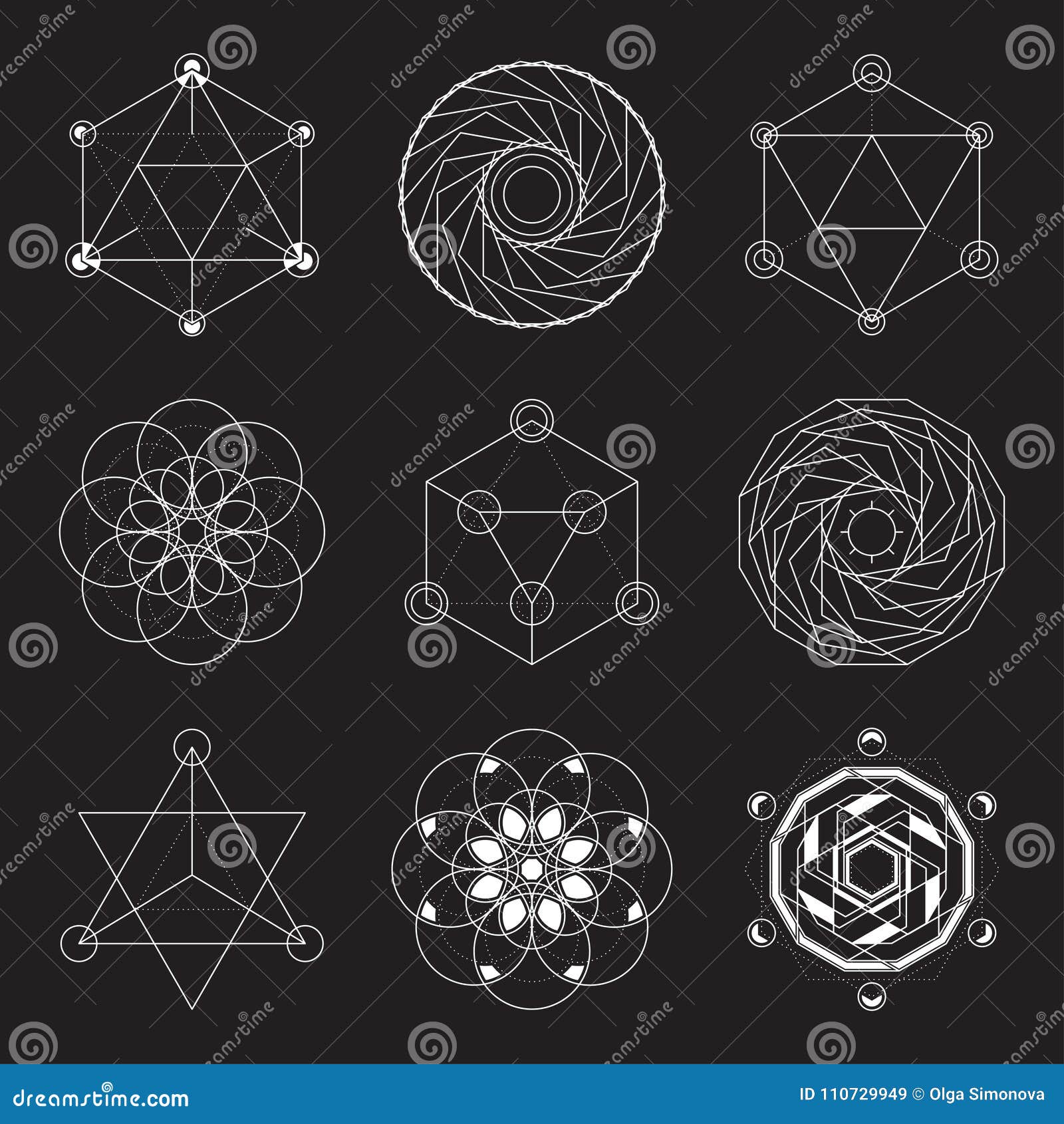 Set of 6 Geometrical Elements. Stock Illustration - Illustration of ...
