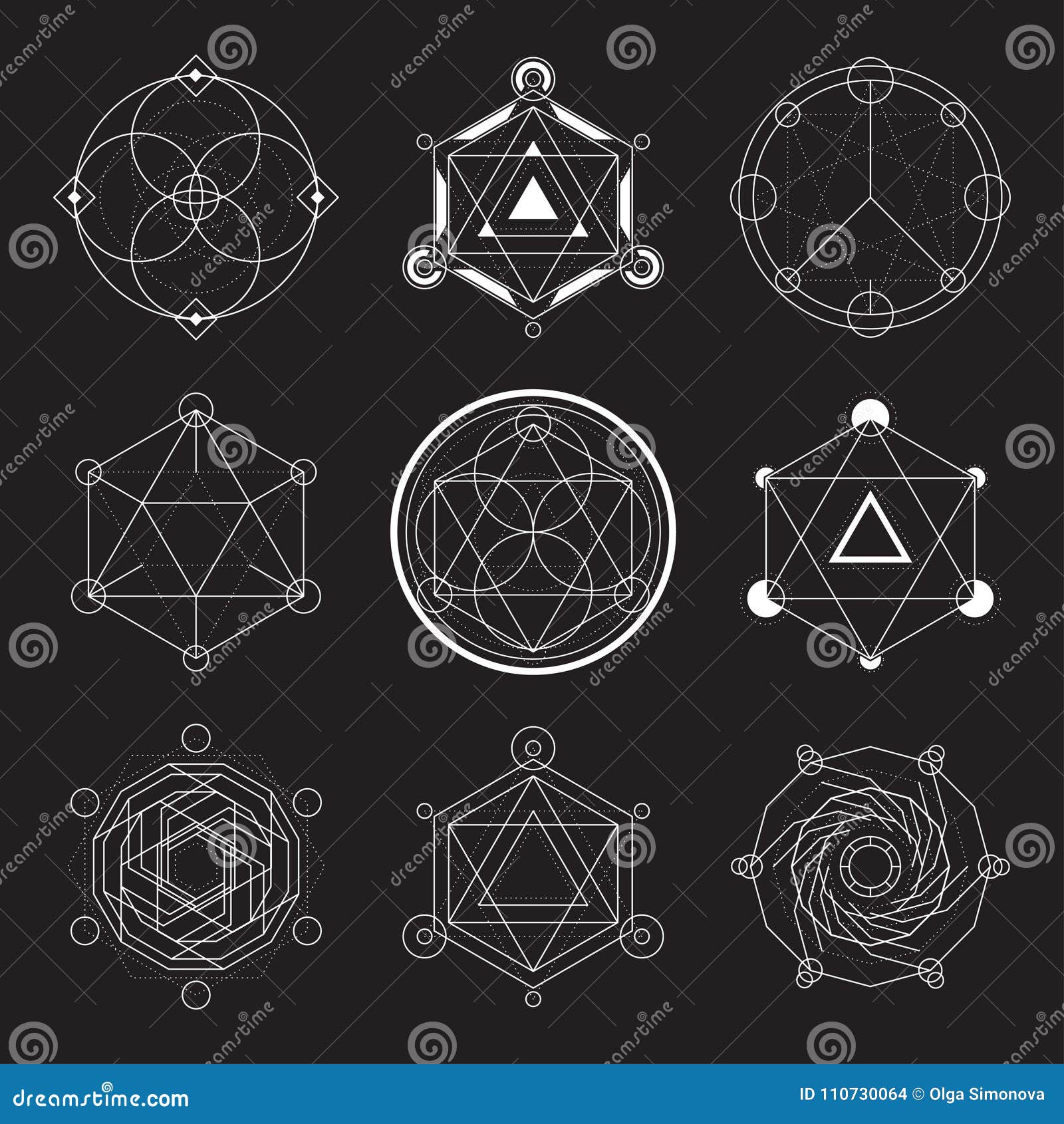 Set of 6 Geometrical Elements. Stock Illustration - Illustration of ...