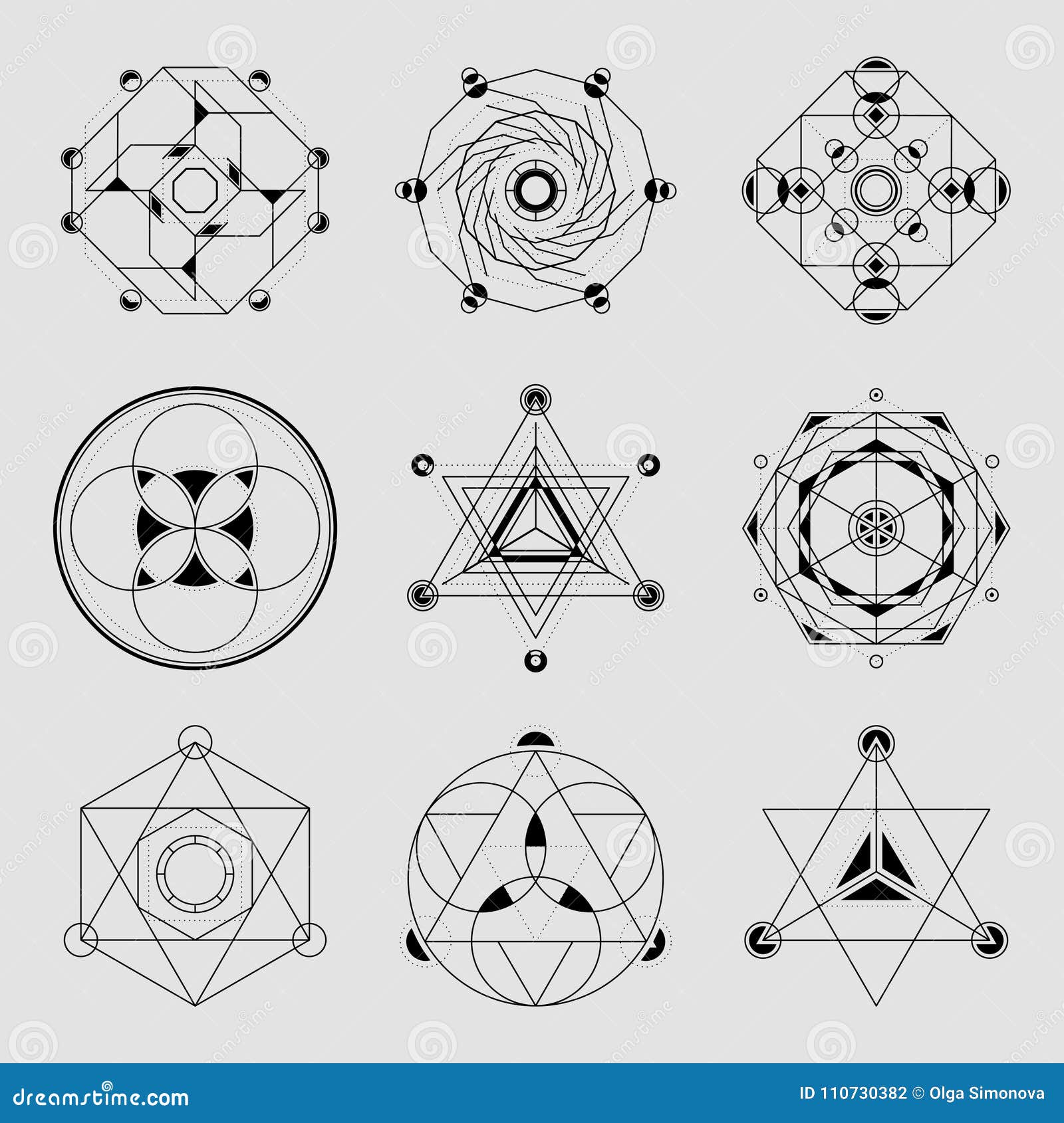 Set of 6 Geometrical Elements. Stock Illustration - Illustration of ...