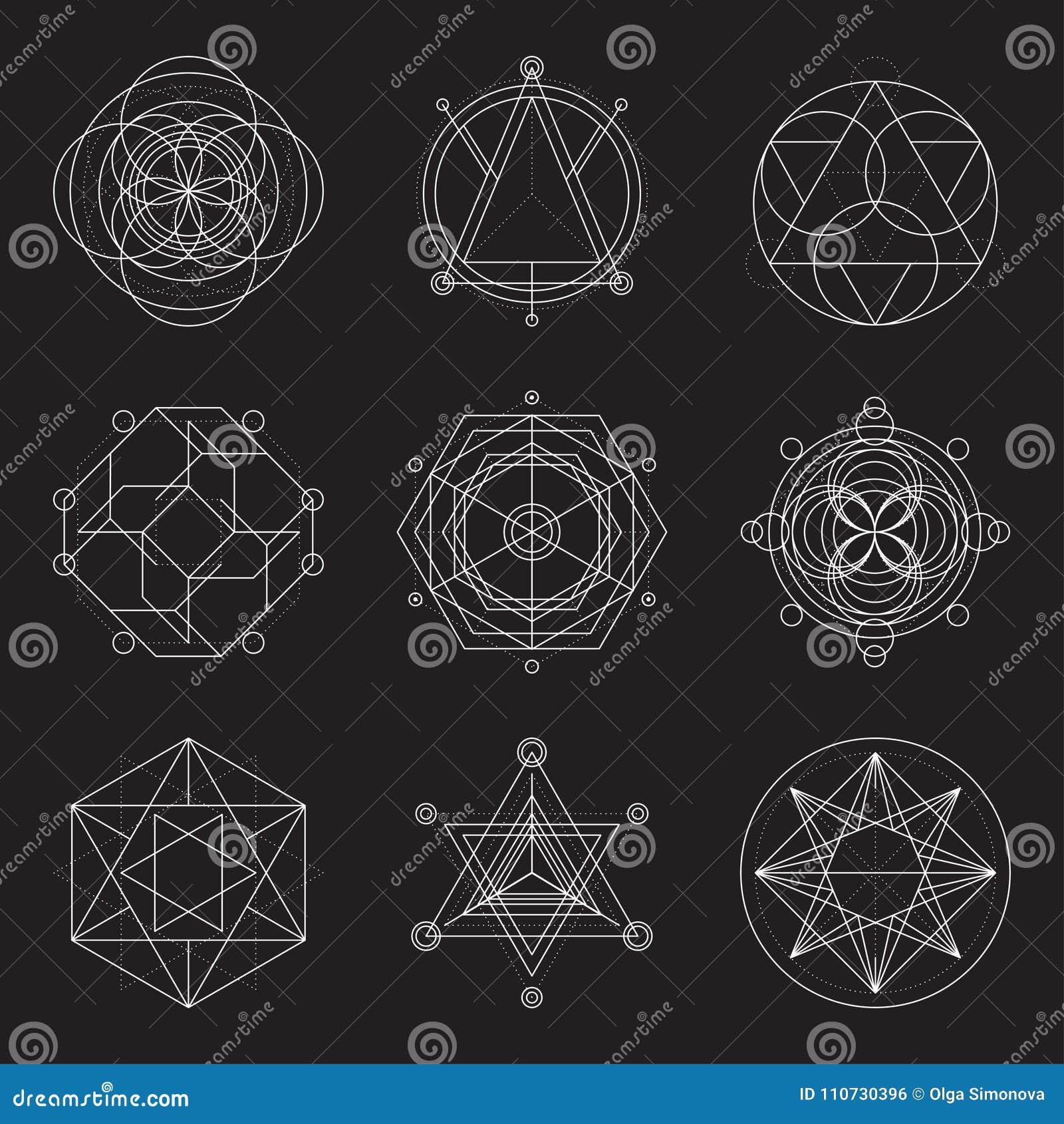 Set of 6 Geometrical Elements. Stock Illustration - Illustration of ...