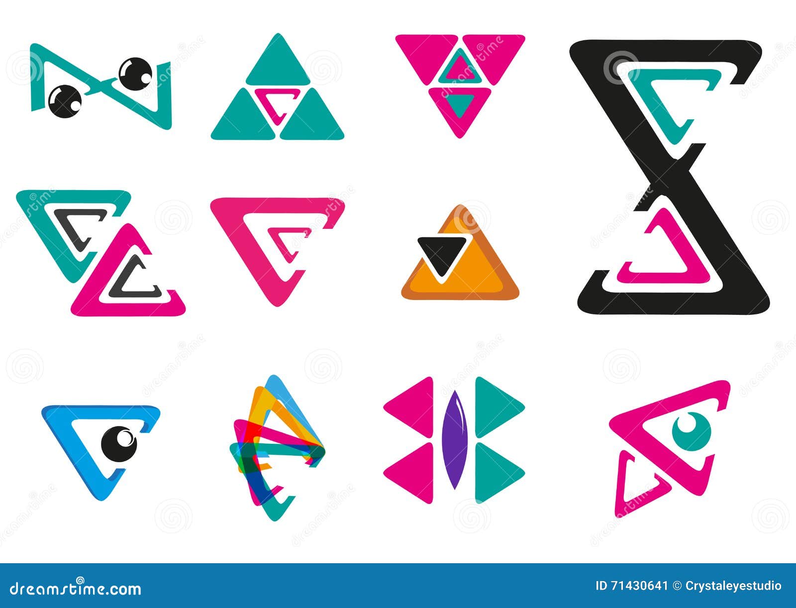 Set of Geometrical or Triangle Logo with Different Style. Editable Clip ...