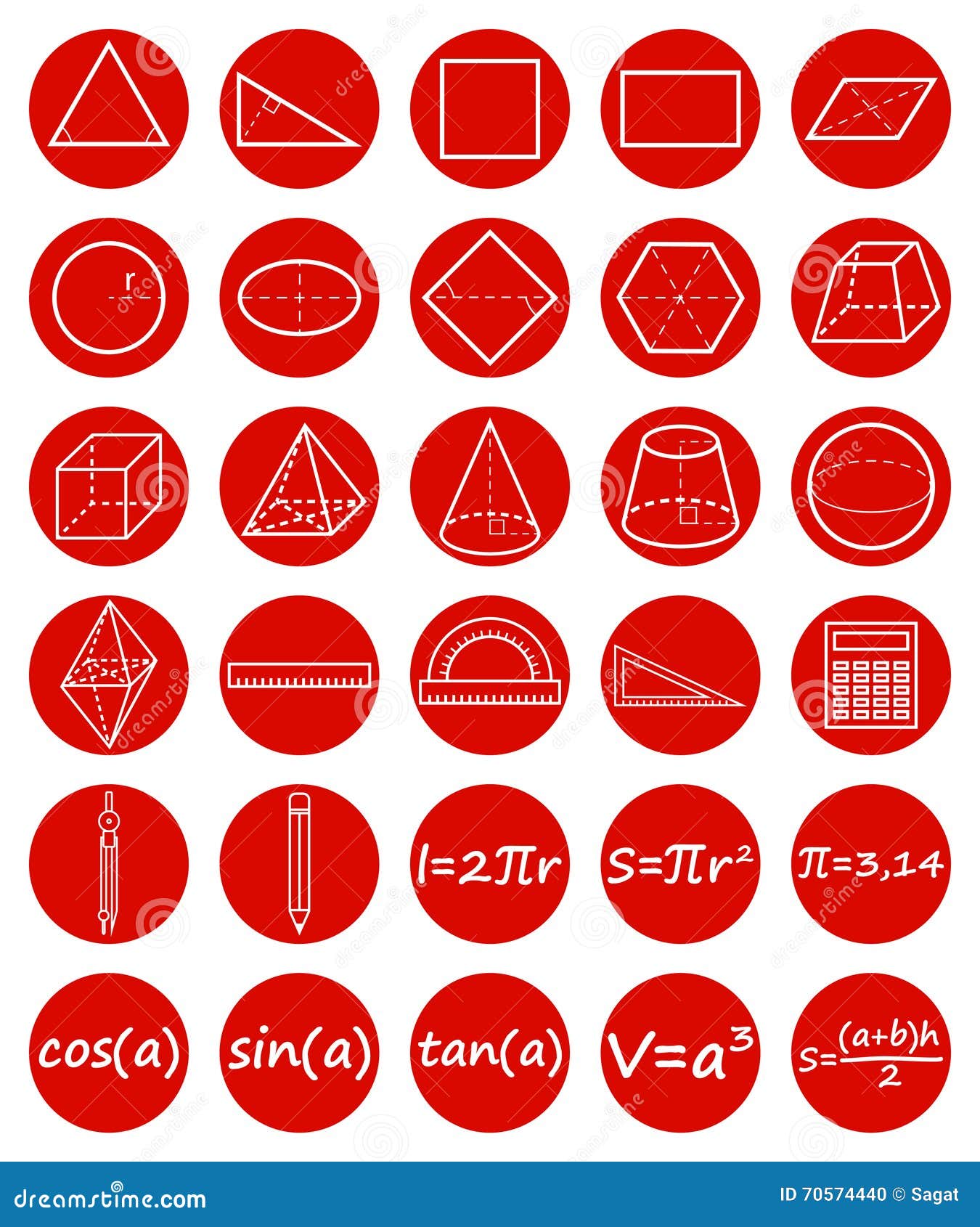 Set of geometry icons stock vector. Illustration of cube - 70574440