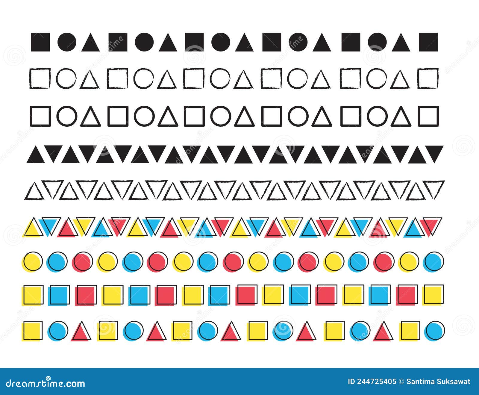 Set of Geometry Line Doodle Banner Stock Vector - Illustration of hand ...