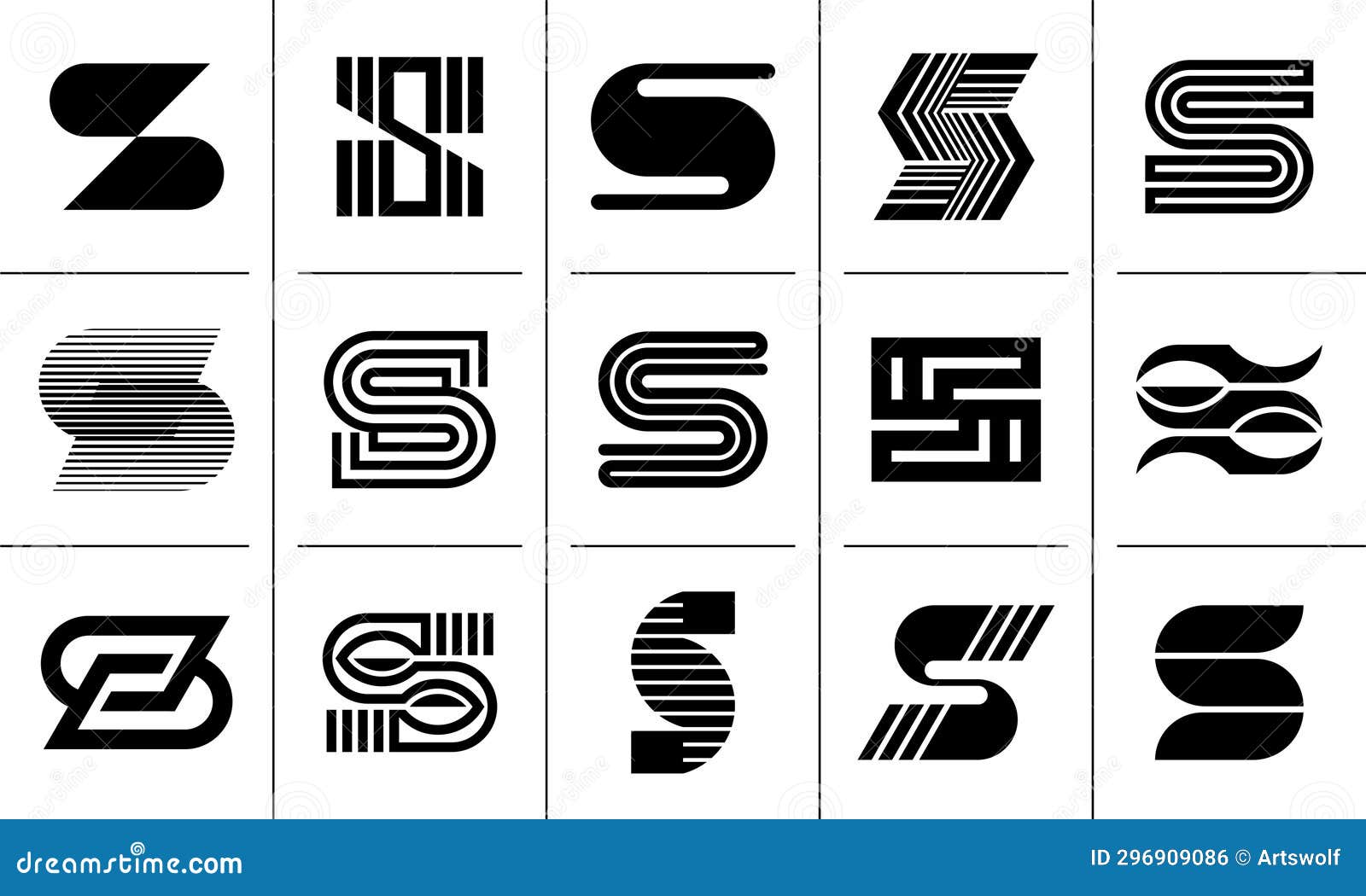 Set of Geometry Line Flat Letter S Logo Branding Design Stock ...