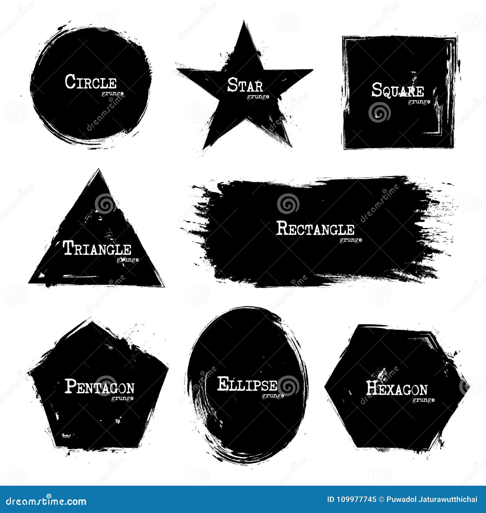 Set of Geometry Shapes . Grunge Style Stock Vector - Illustration of ...